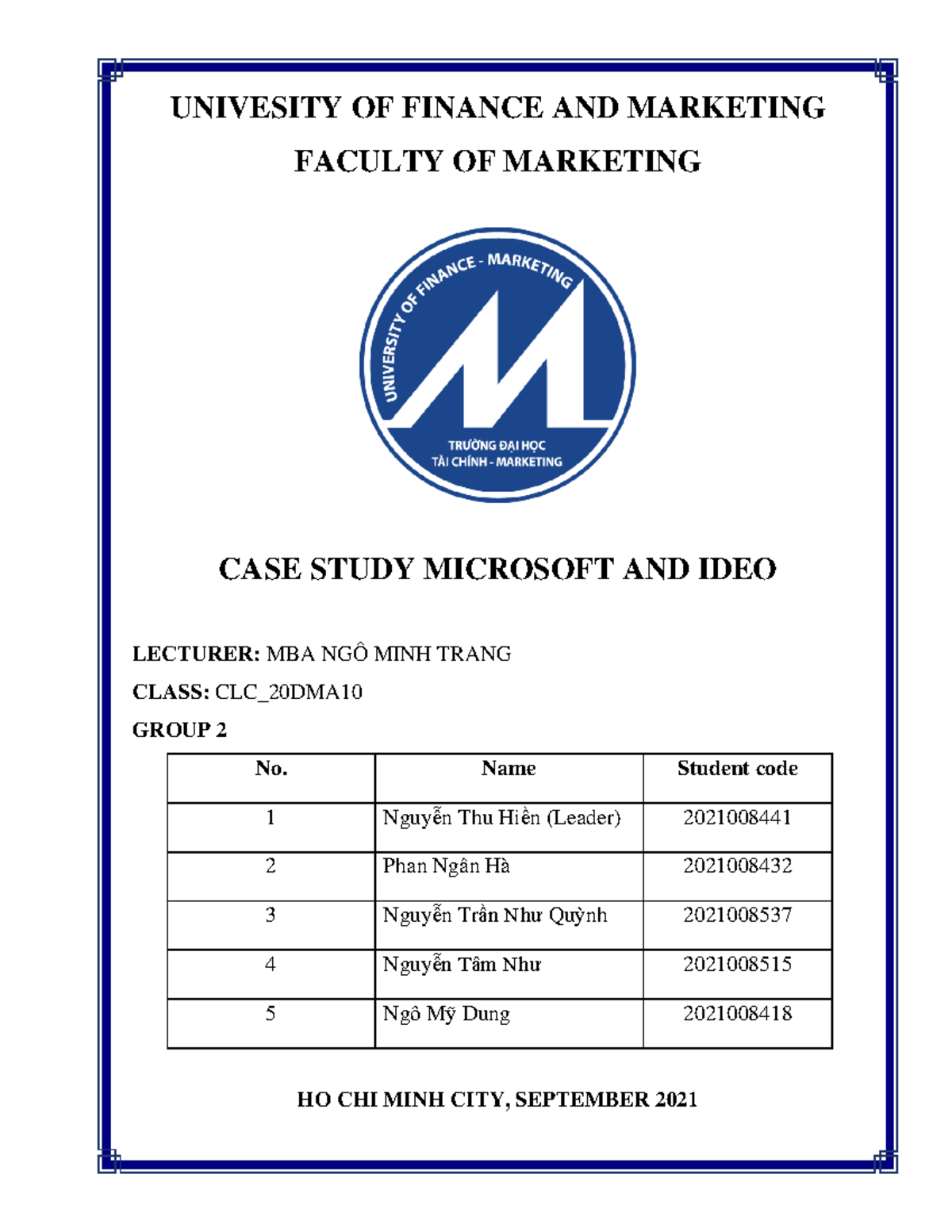 Group 2 - Case study IDEO and IKEA - UNIVESITY OF FINANCE AND MARKETING ...