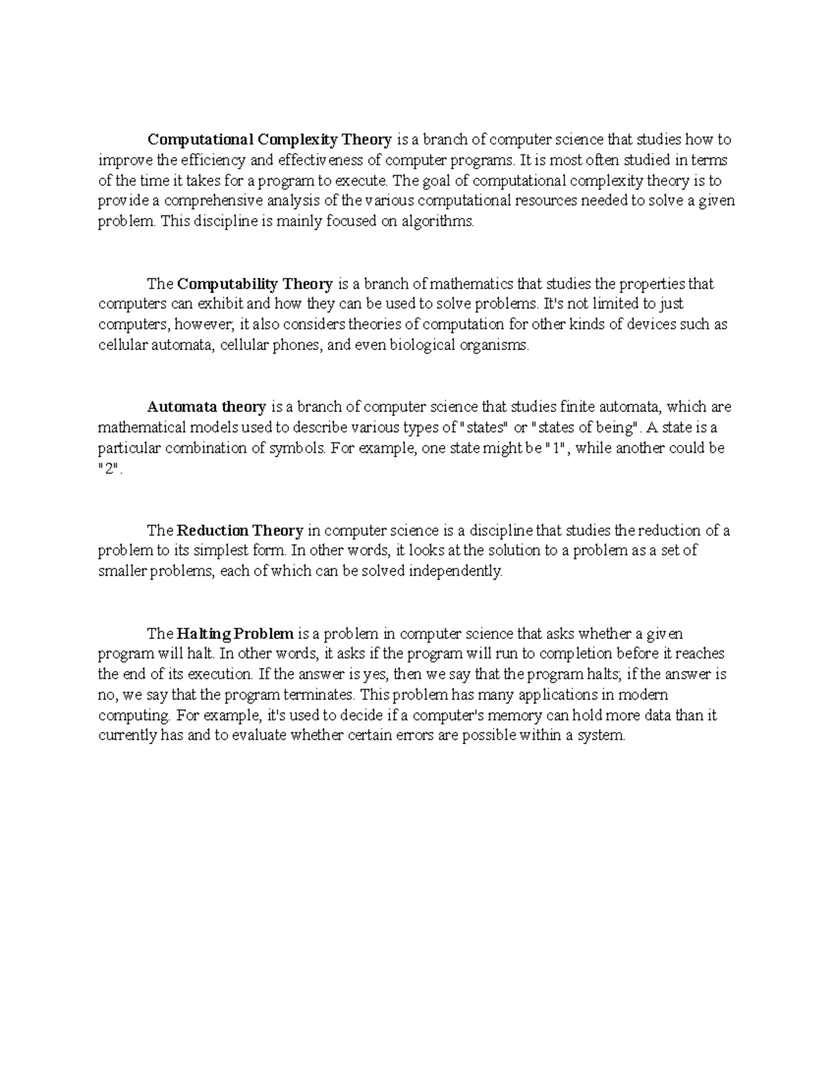 Discrete Structure Computational Complexity Theory Is A Branch Of Computer Science That