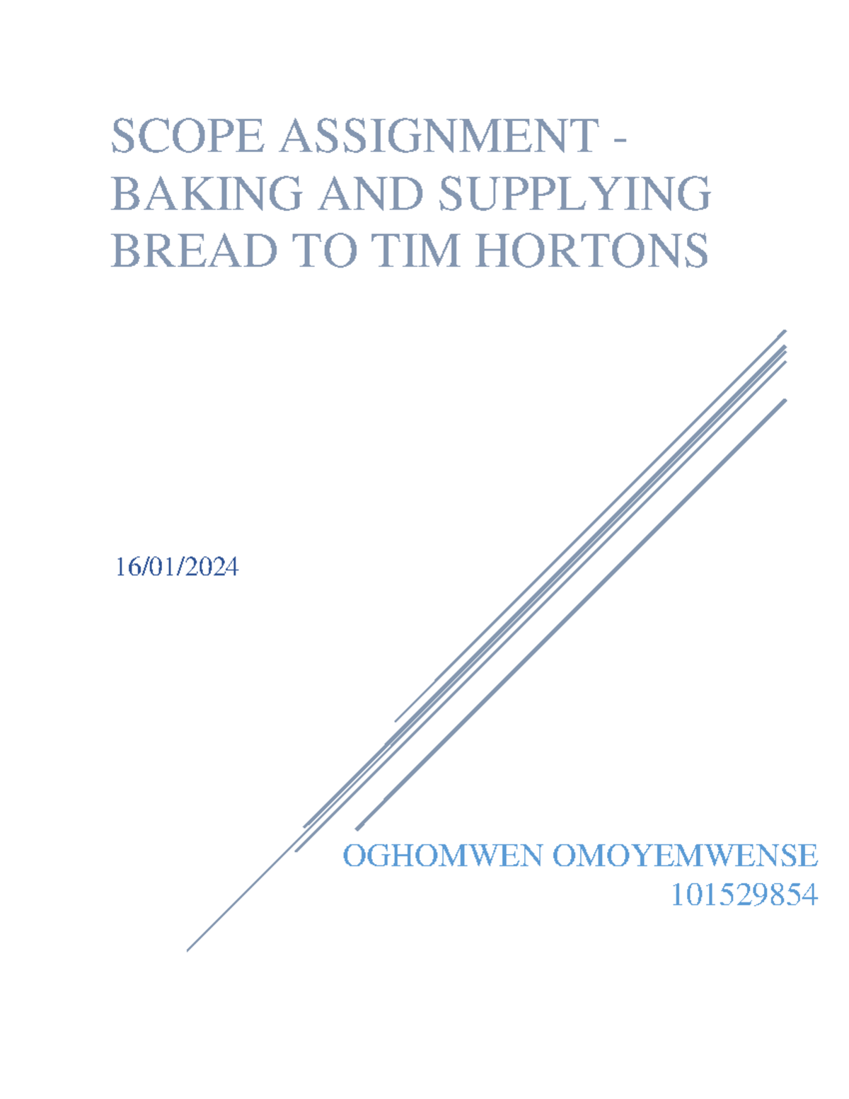 Half Baked Company copy - OGHOMWEN OMOYEMWENSE 101529854 SCOPE ASSIGNMENT - BAKING AND SUPPLYING ...