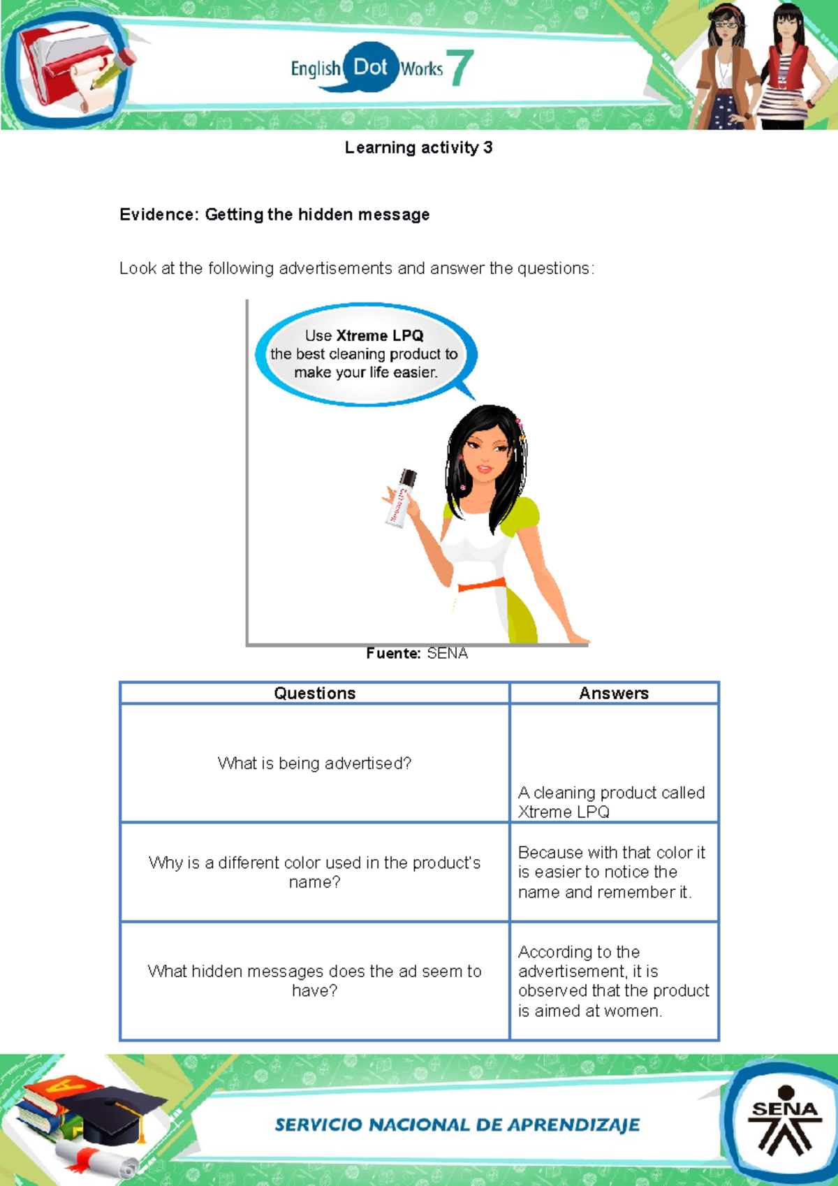 Evidence Getting the hidden message - Learning activity 3 Evidence ...