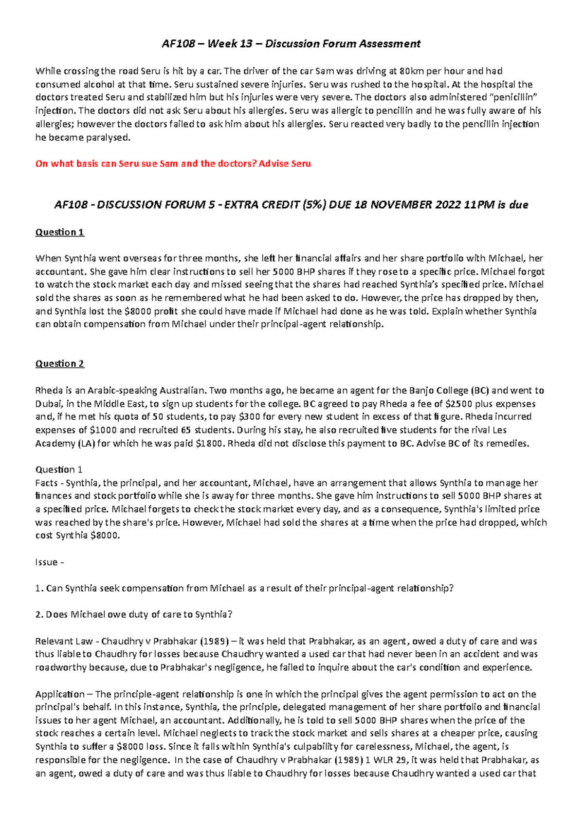 AF108 Week 13 Discussion Forum Assessment Question - AF108 – Week 13 ...