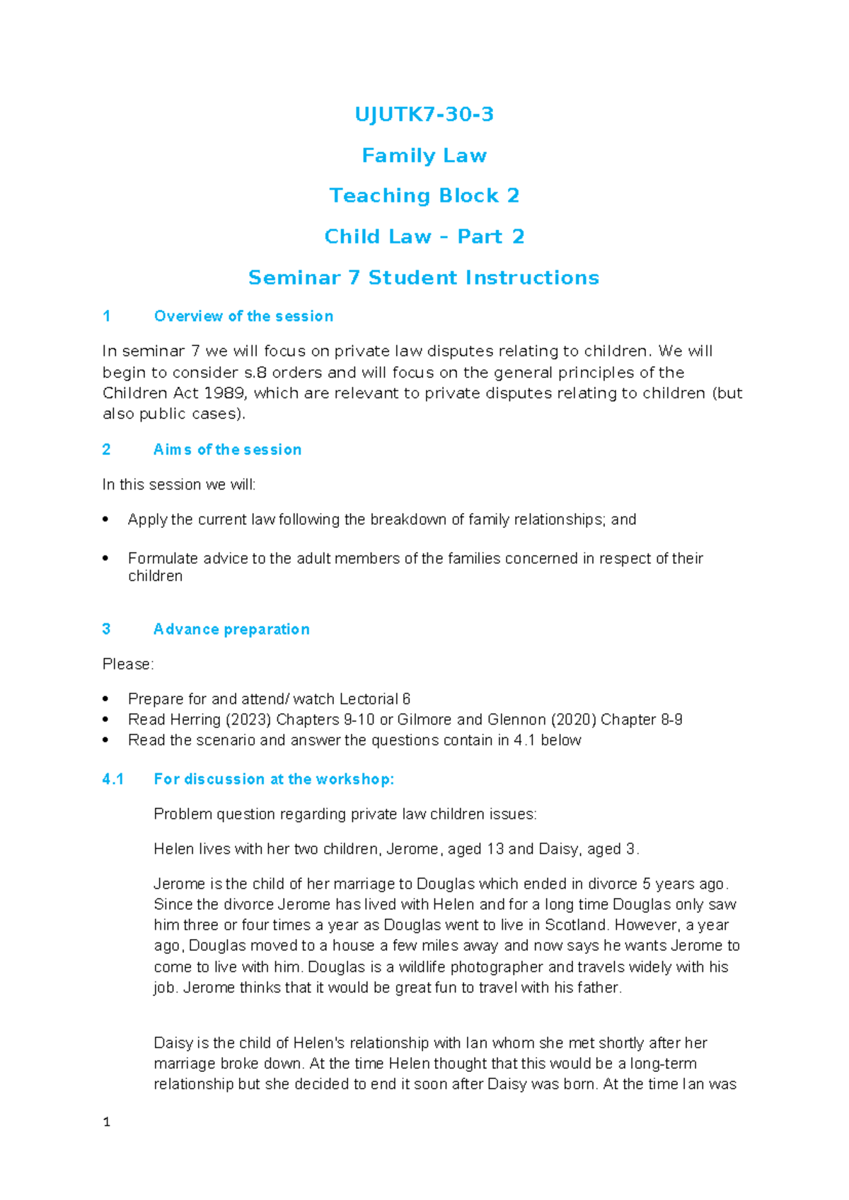 TB2 Seminar 7 Student Instructions - We will begin to consider s orders ...