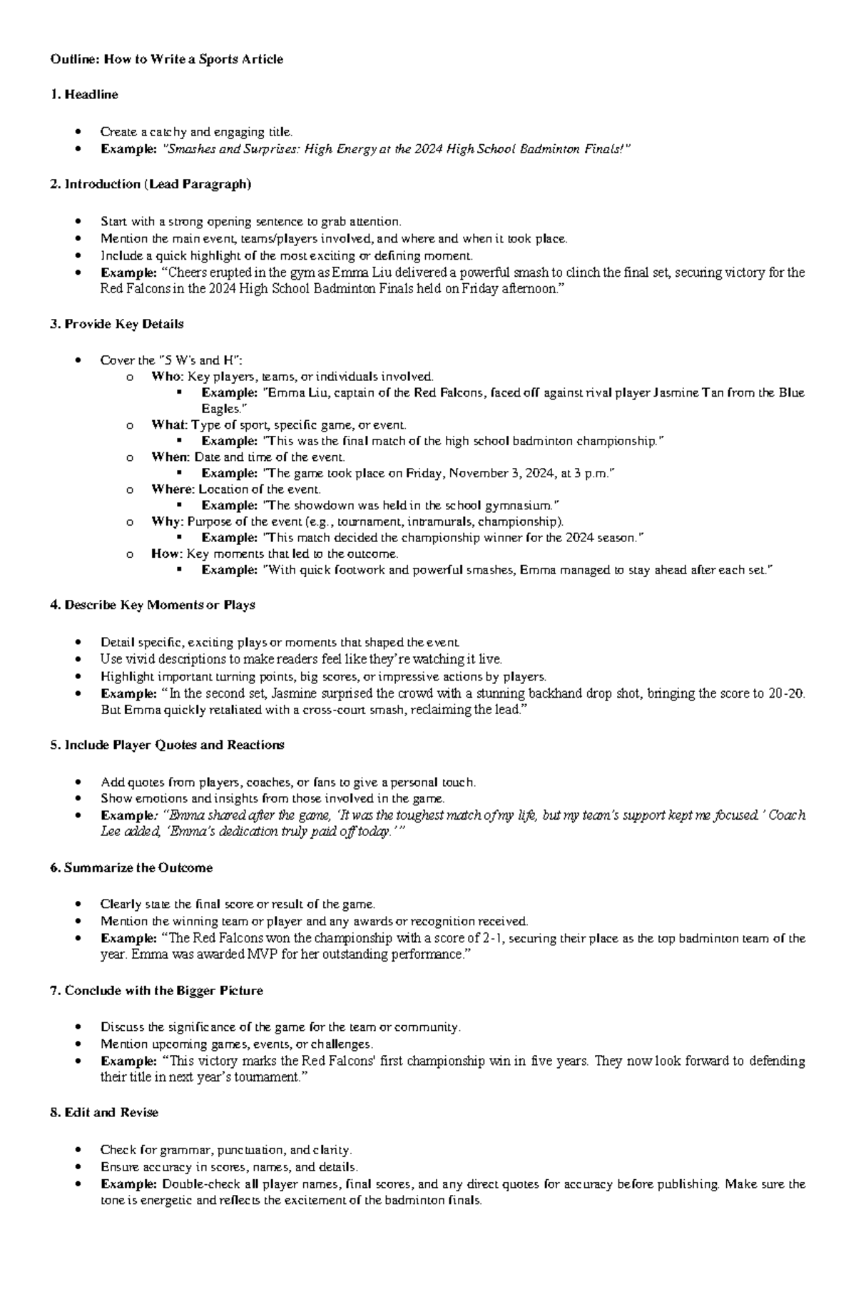 HOW TO Write A Sports Article - Outline: How to Write a Sports Article ...