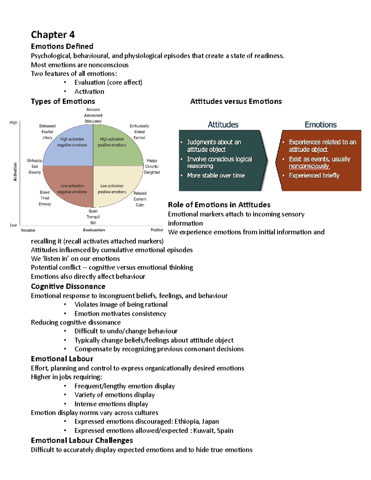 Chapter 4 OB - Chapter 4 Emotions Defined Psychological, behavioural ...
