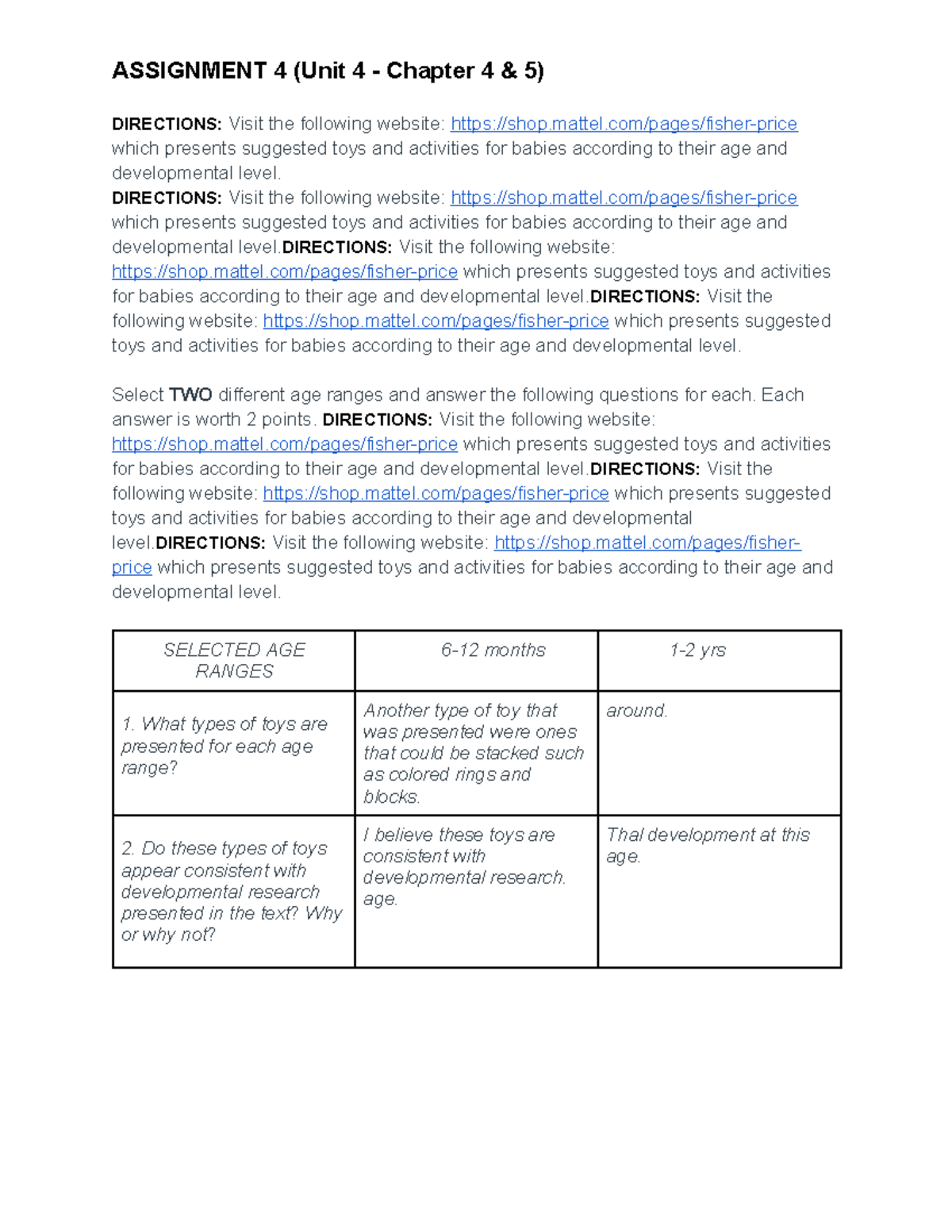 Assignment 4 - Psy 1100 - ASSIGNMENT 4 (Unit 4 - Chapter 4 & 5 ...