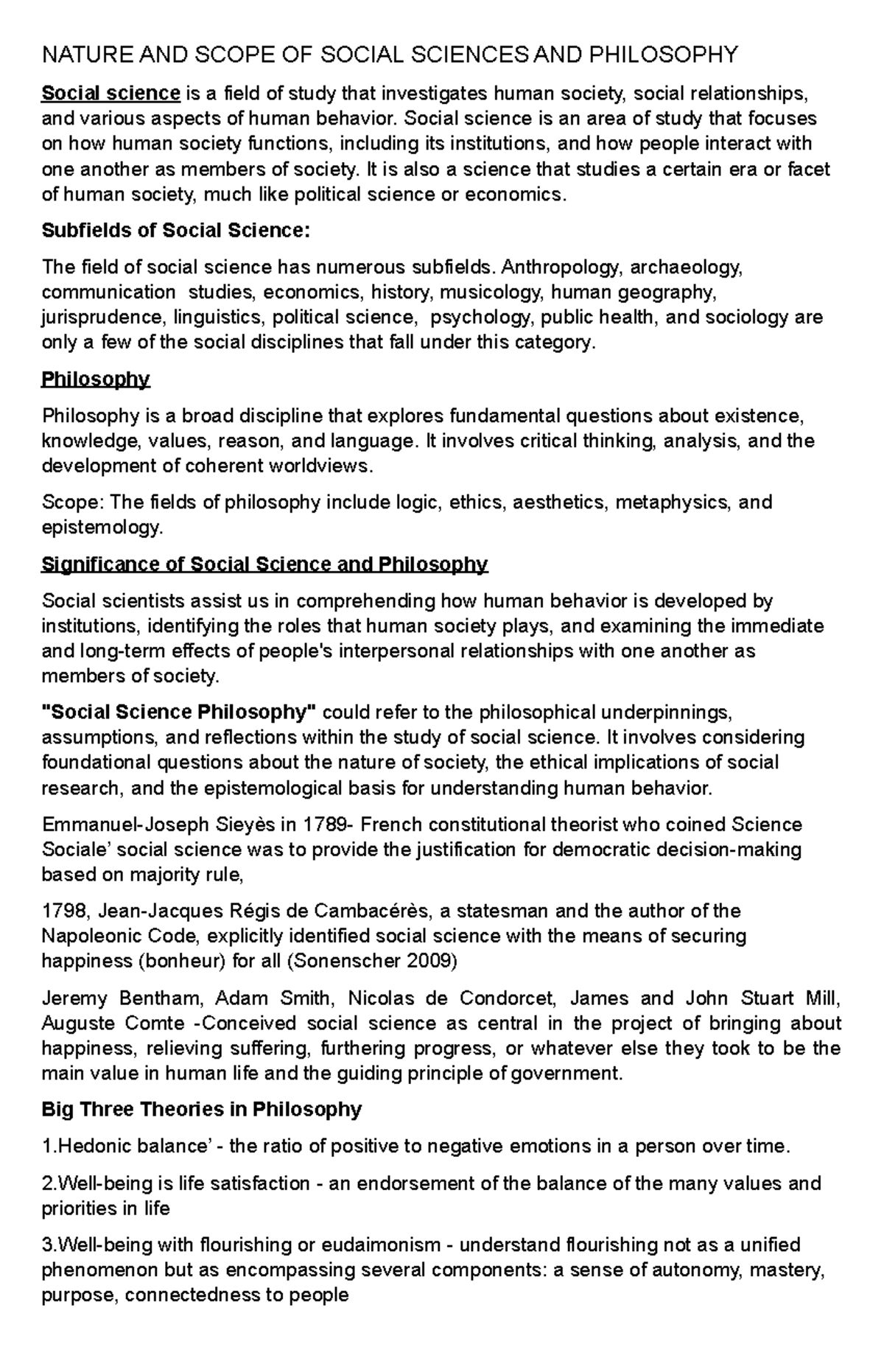 Nature AND Scope OF Social Sciences AND Philosophy - NATURE AND SCOPE ...