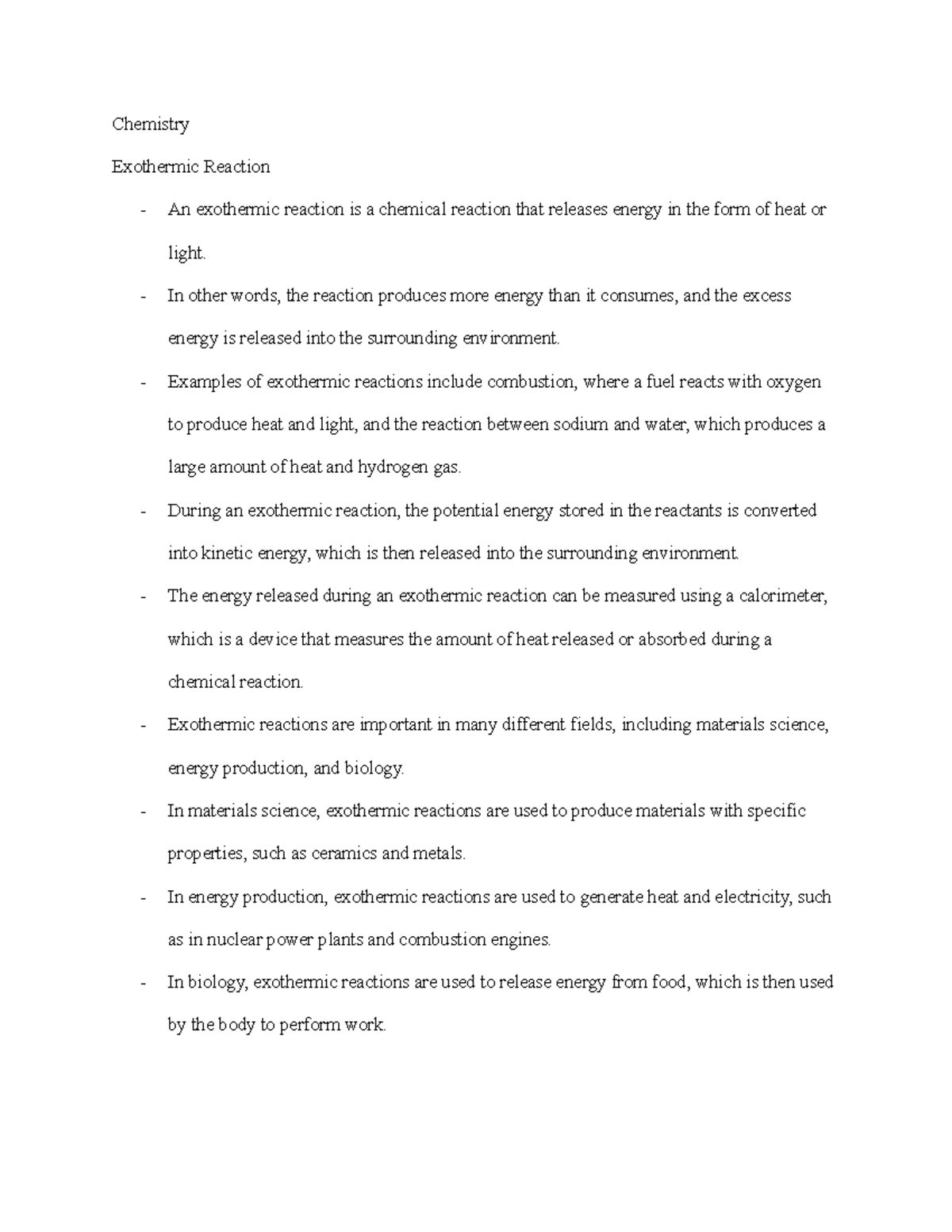 Chemistry-Exothermic Reaction - In other words, the reaction produces ...