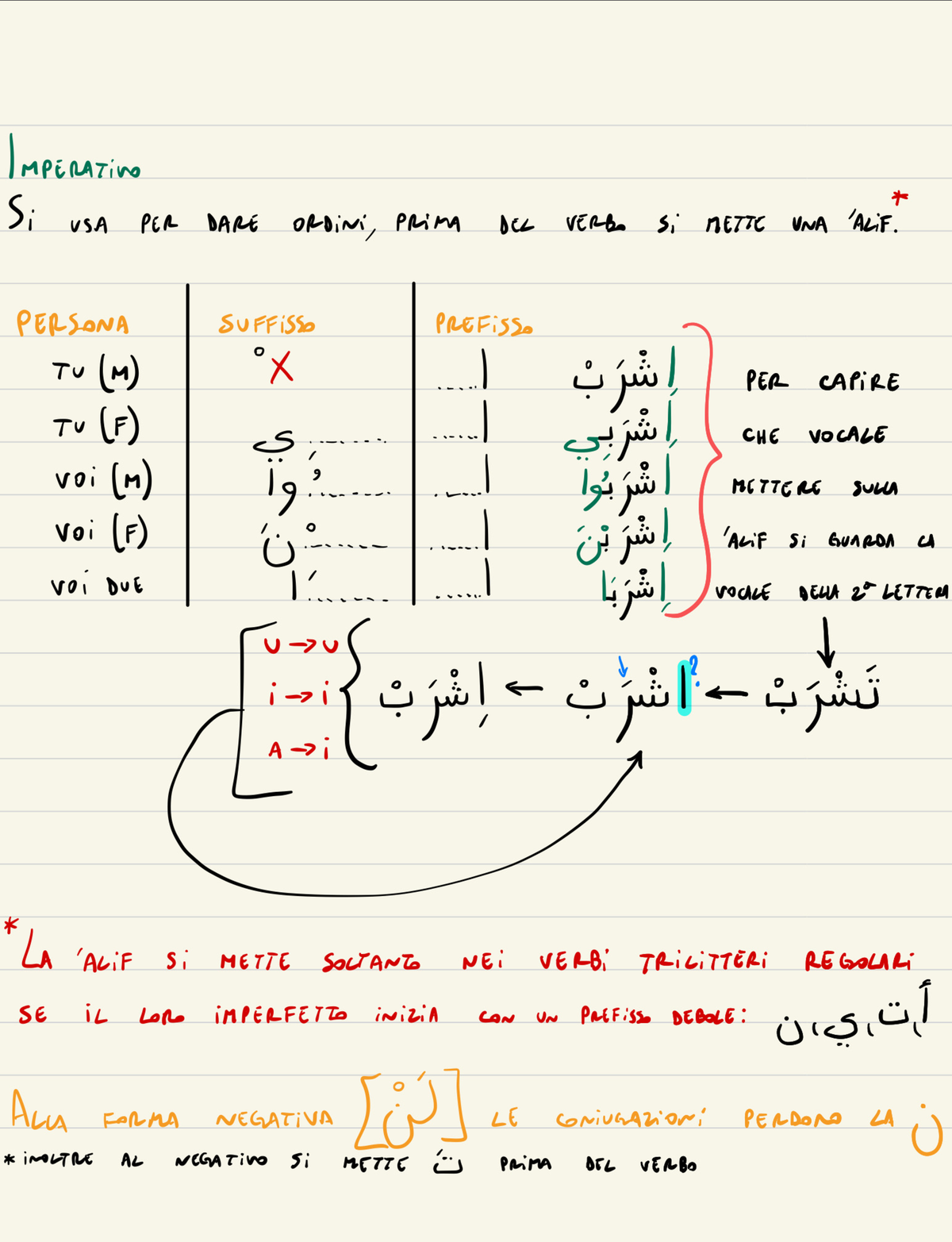 Imperativo arabo - Lingua Araba 1 - Studocu