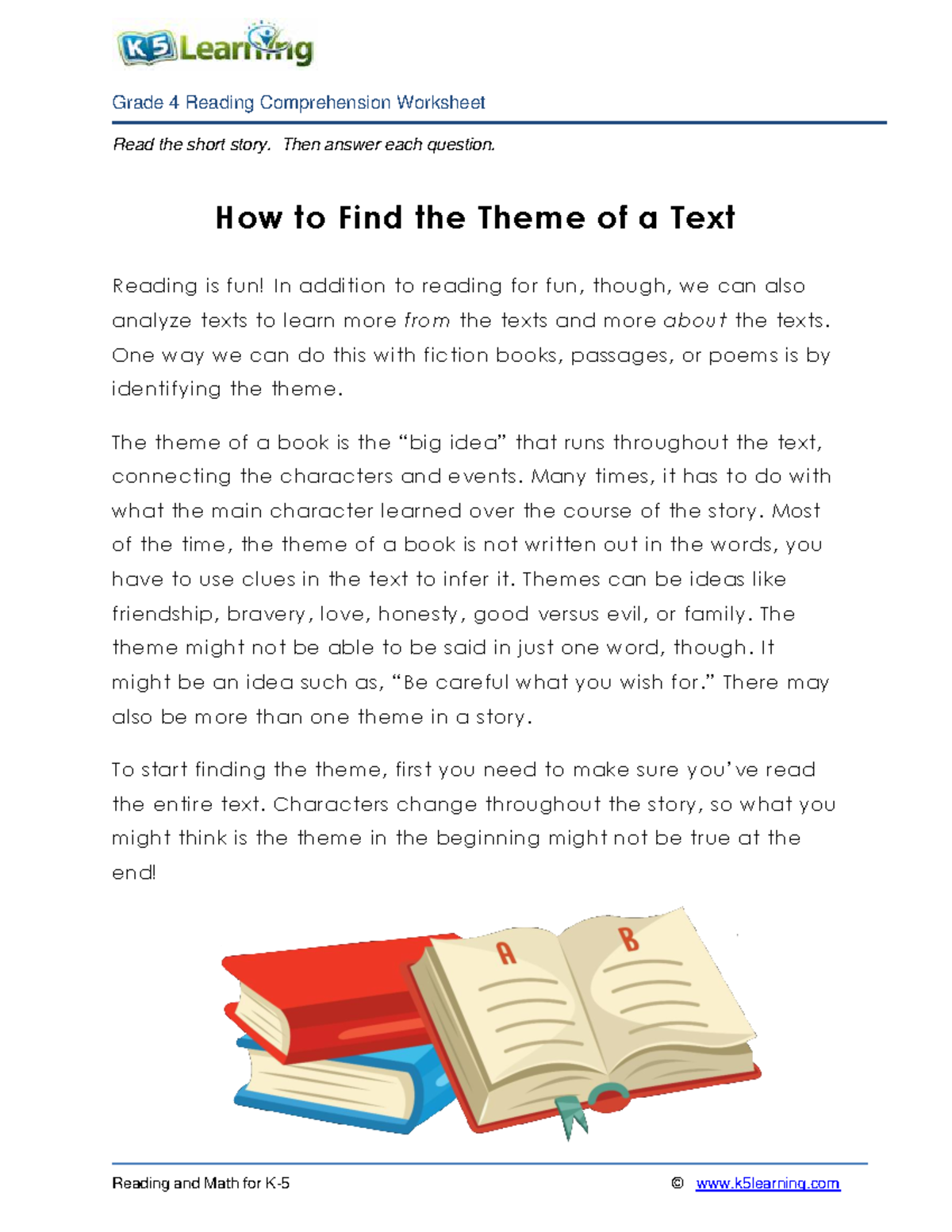 reading find theme of text - Read the short story. Then answer each ...