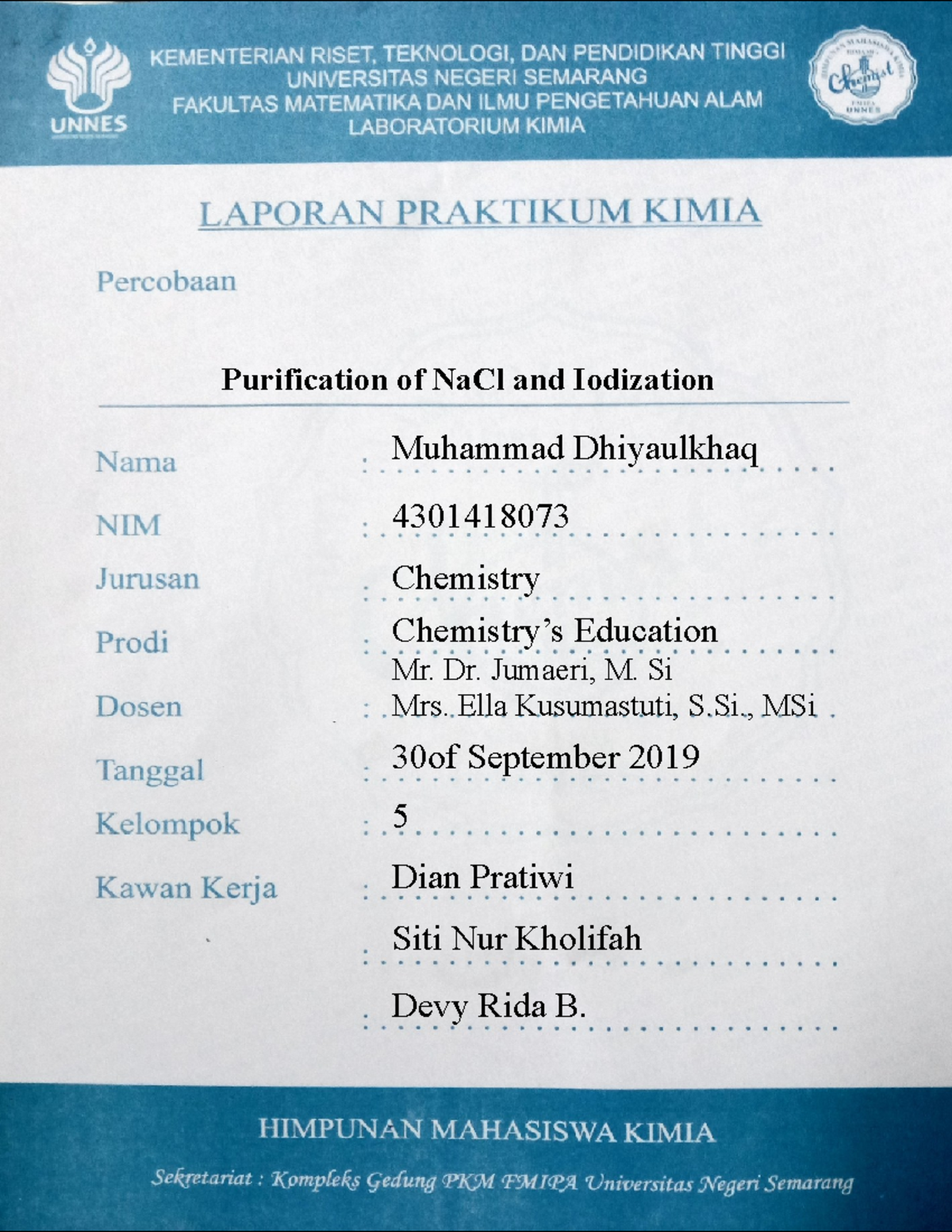 Materi Reaksi Pemurnian NaCl - Purification of NaCl and Iodization Mr ...