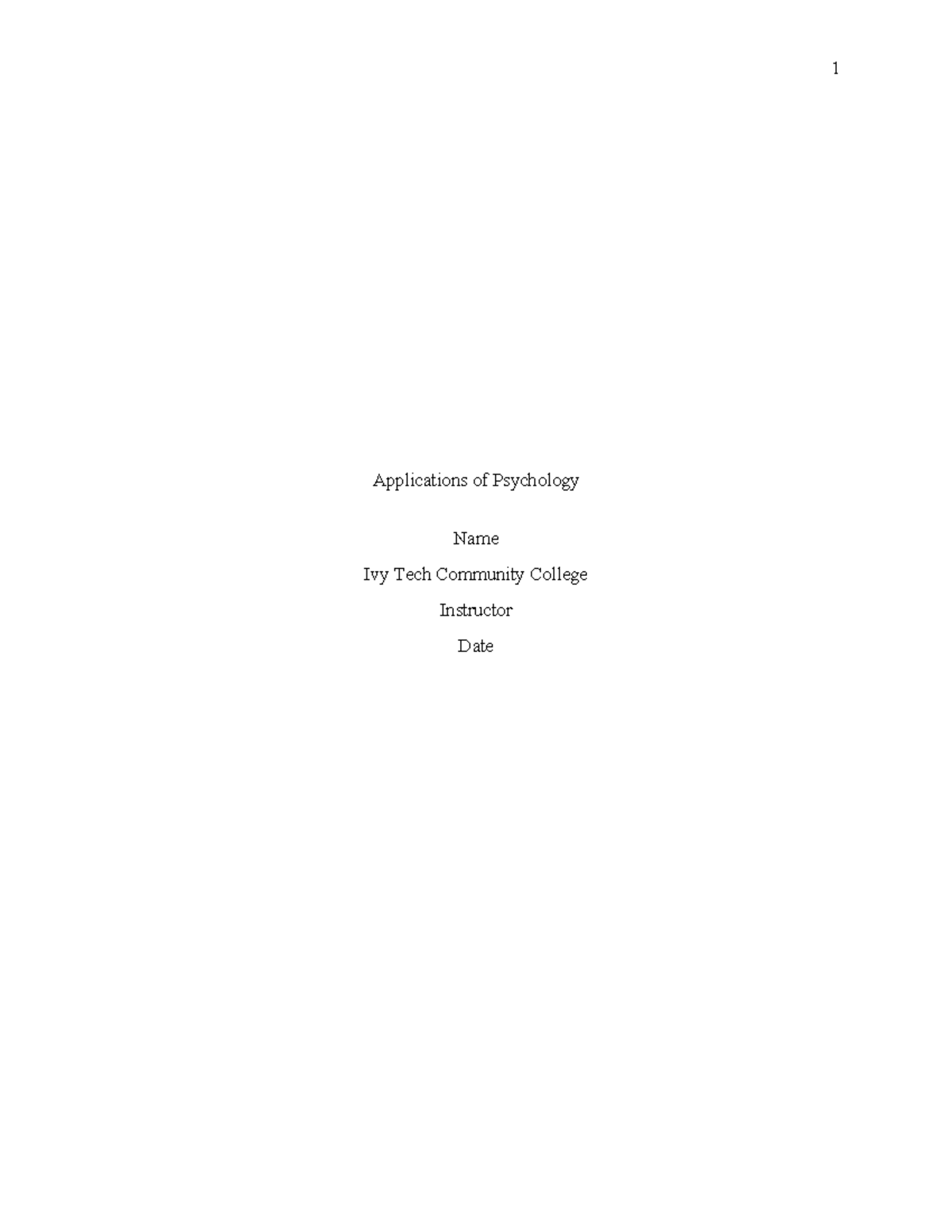 Applications of Psychology Paper Template - 1 Applications of ...