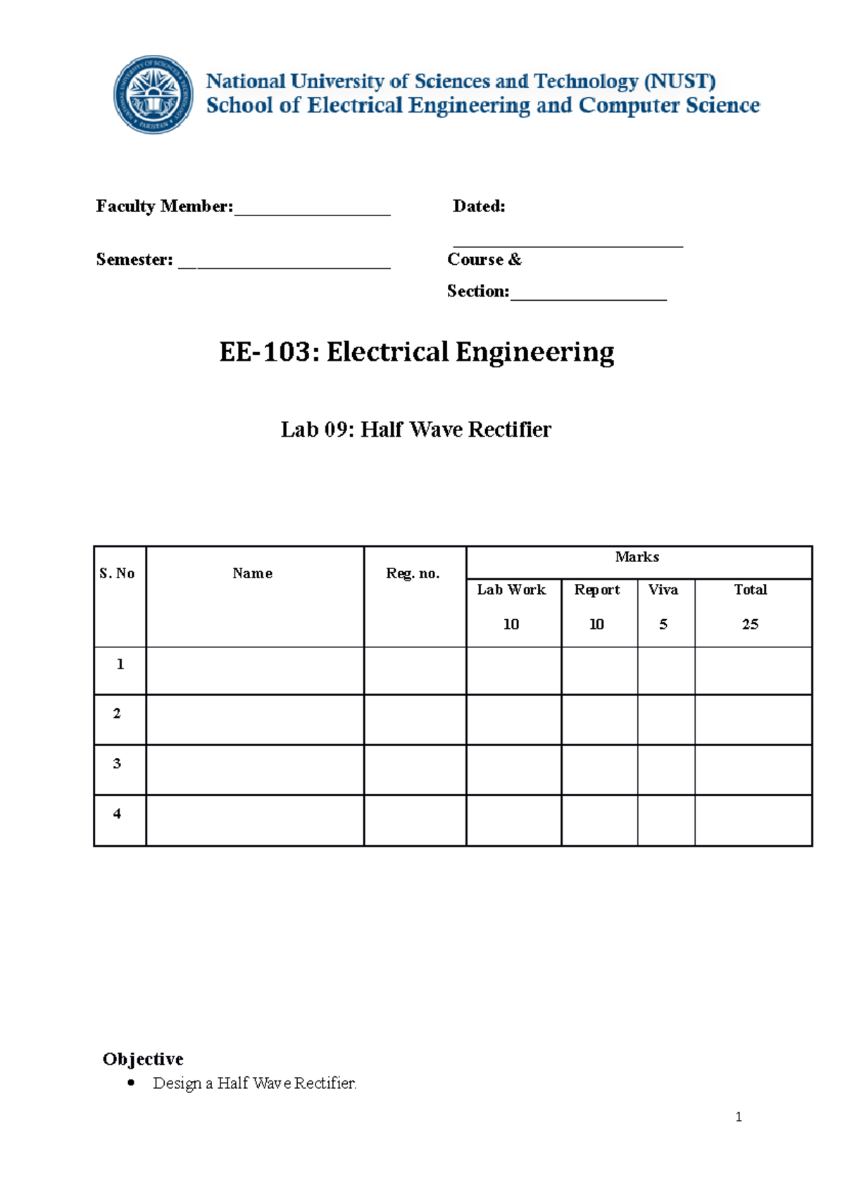 Lab 9 - Lab Manual - Faculty Member:_________________ Dated: _________________________ Semester ...