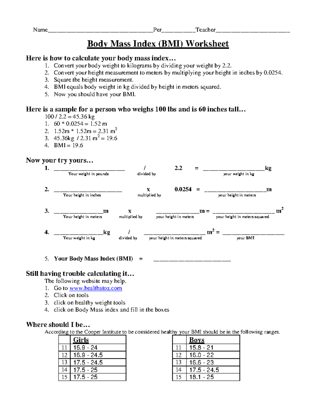 Main body-mass-index-bmi-worksheet - - Studocu