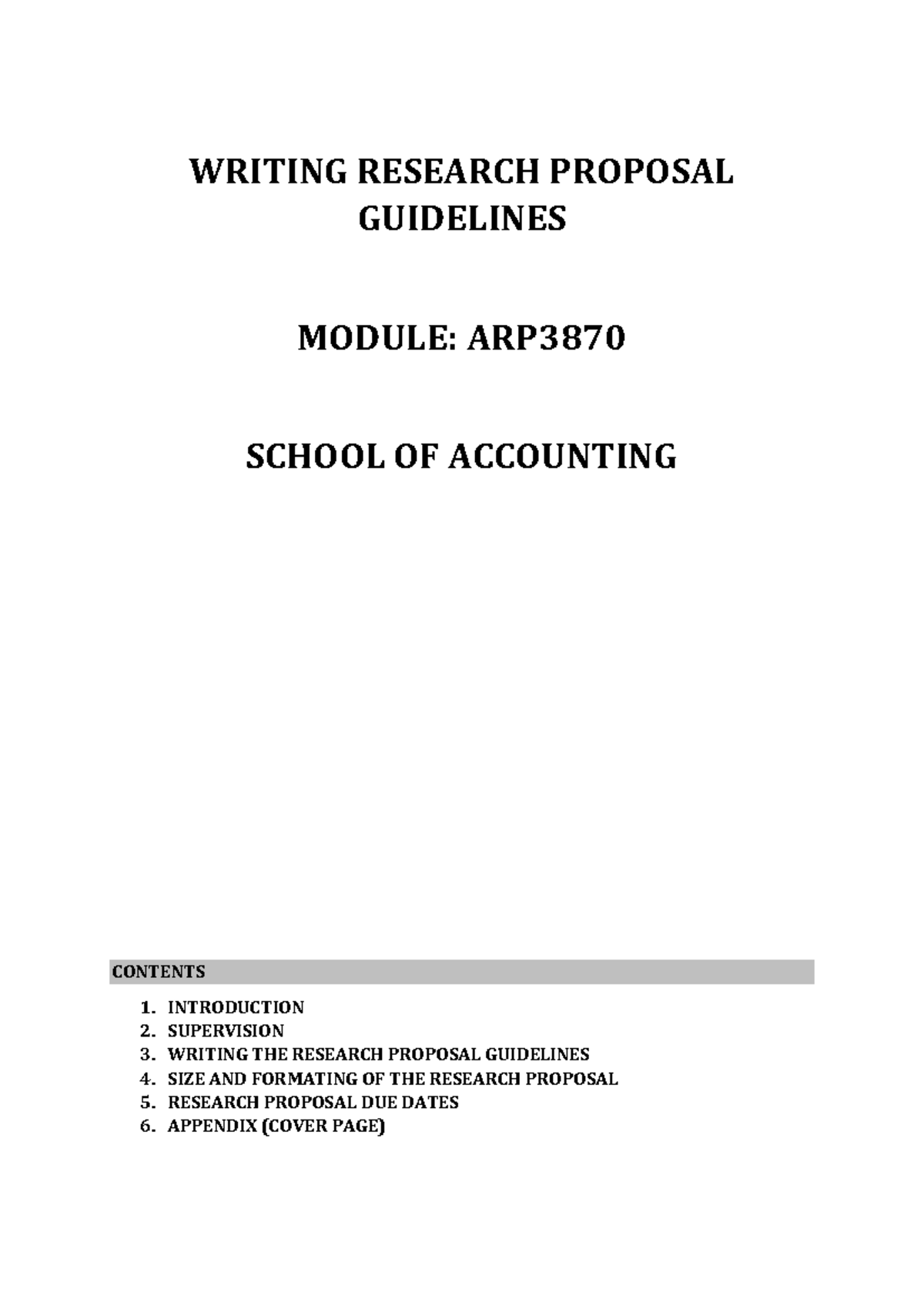 Writing Research Proposal guidelines - WRITING RESEARCH PROPOSAL ...
