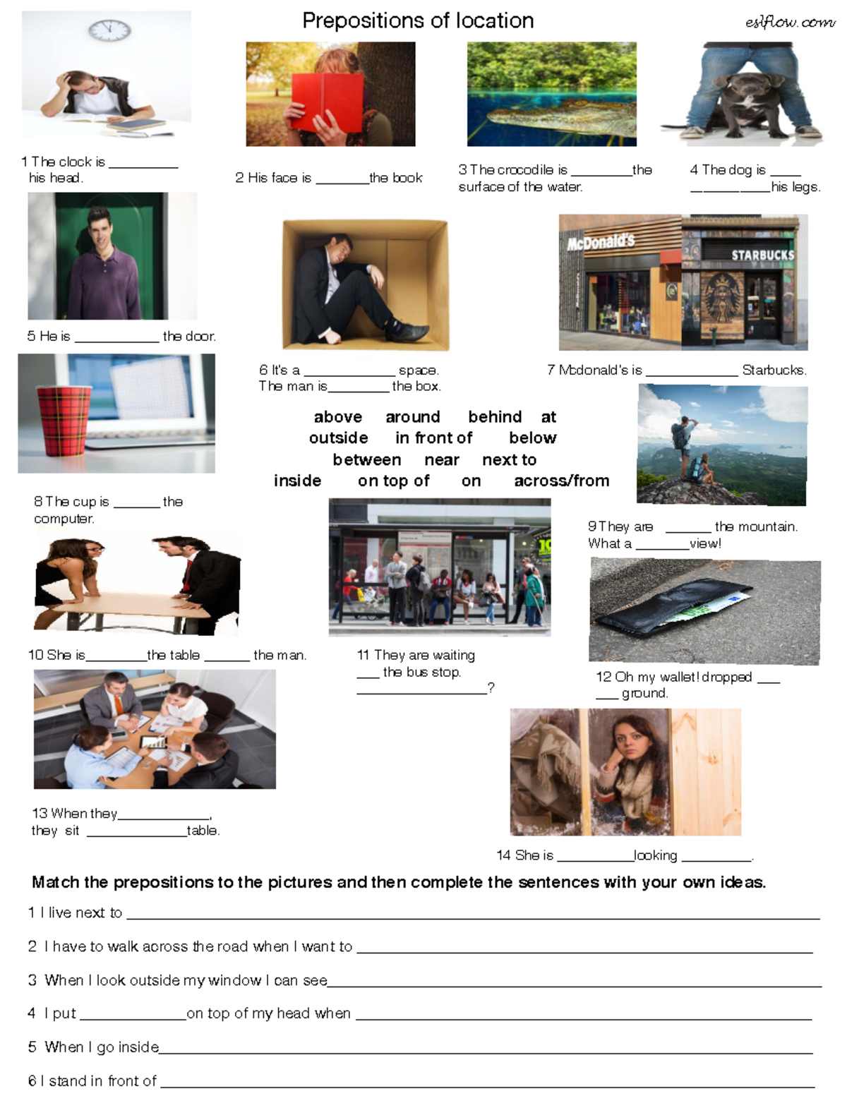 Prepositions of location 2021 - 1 I live next to - Studocu