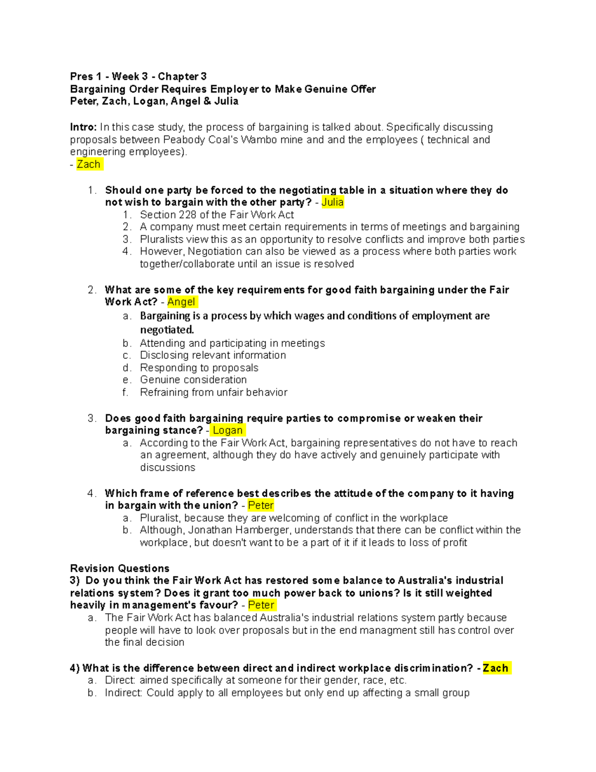 Week 3 Tutorial Work - Unit Coordinator: Stuart Schonell - Pres 1 Week ...