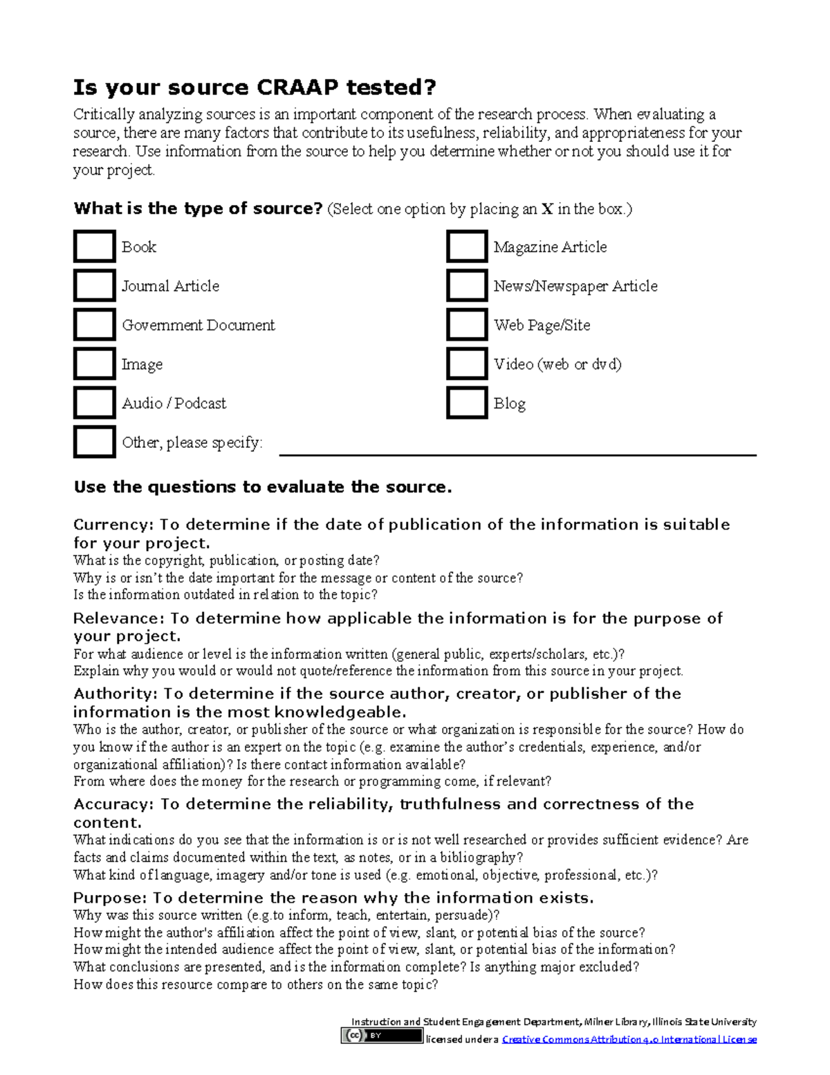 Craap Test handout - Instruction and Student Engagement Department ...