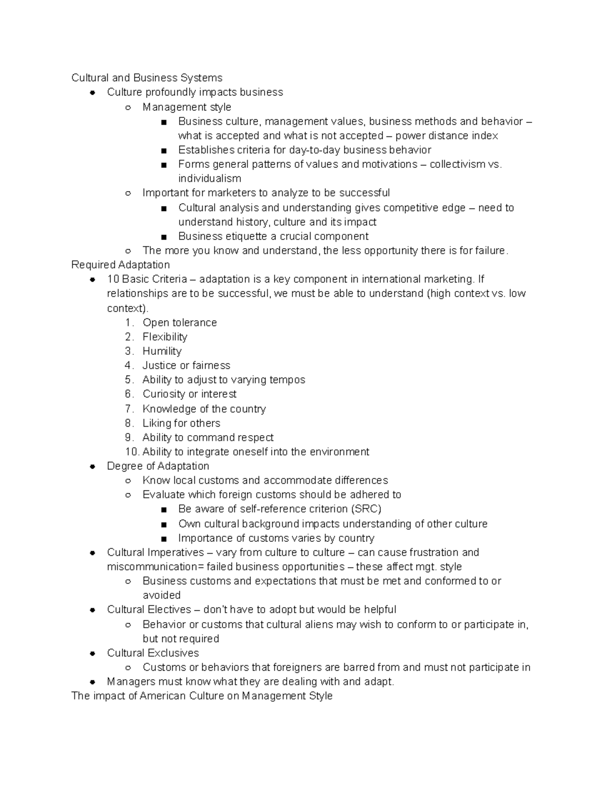 Test 1: Chapter 5 - Cultural and Business Systems Culture profoundly ...