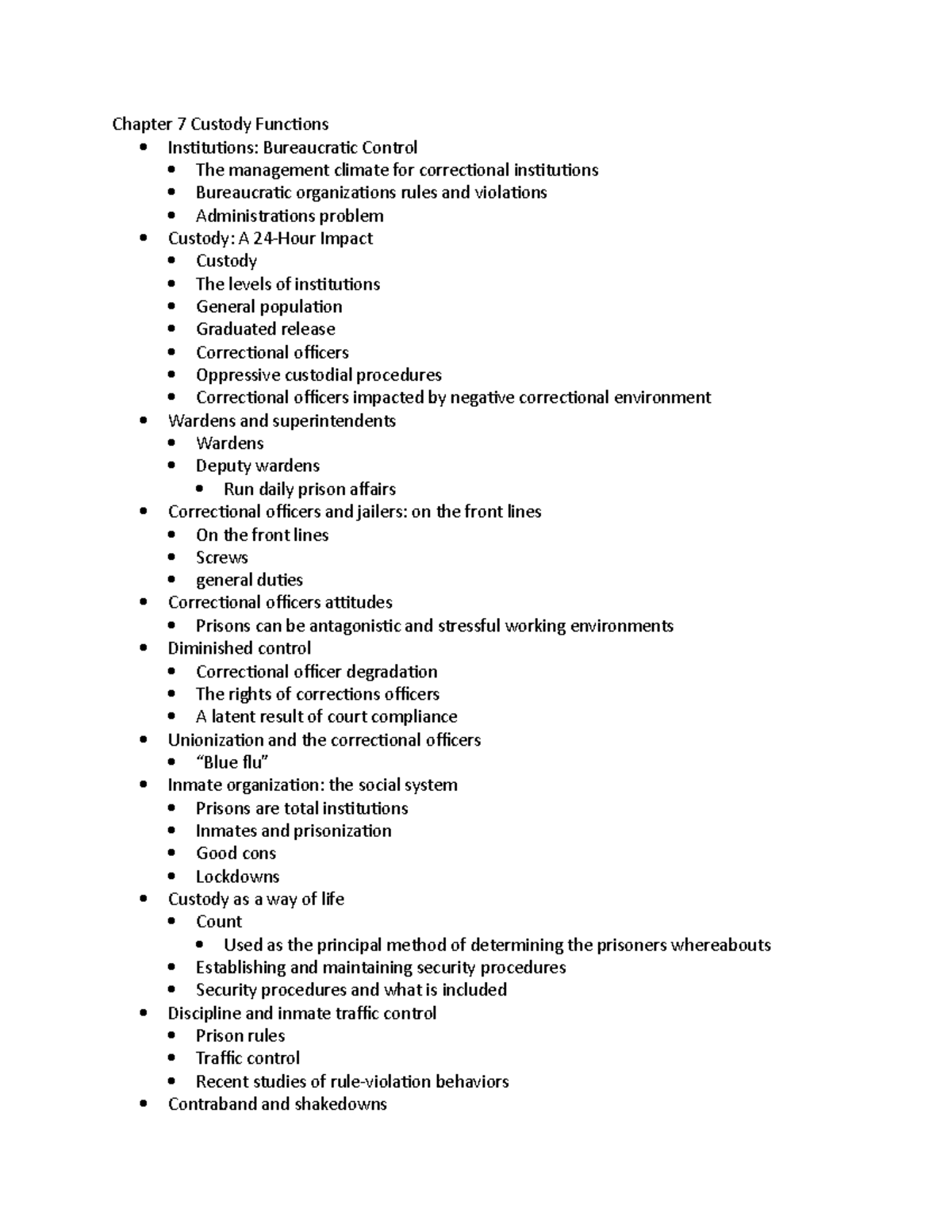 Survey of Correction Ch 7 - Chapter 7 Custody Functions Institutions ...