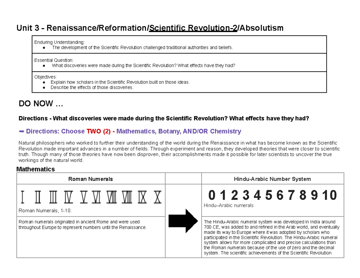 Scientific Revolution 2 - Academic - Unit 3 - Renaissance/Reformation ...