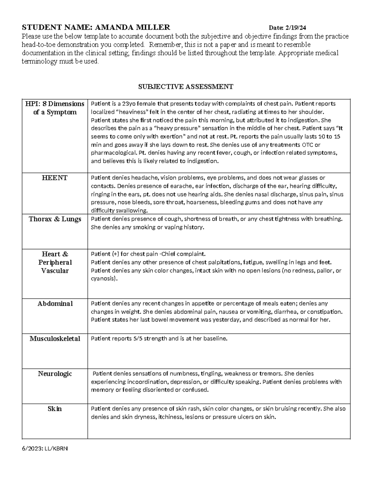 Assessment Write-Up.2 - STUDENT NAME: AMANDA MILLER Date: 2/19/ Please ...
