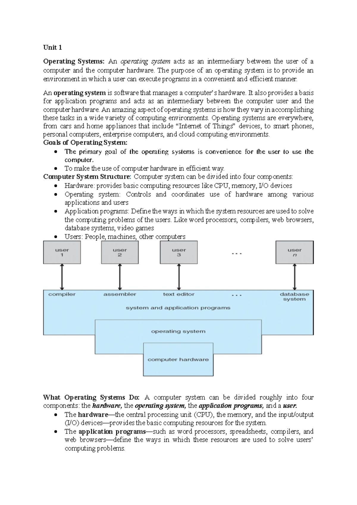 Os Unit 1 Os Unit 1 Notes Unit 1 Operating Systems An Operating System Acts As An
