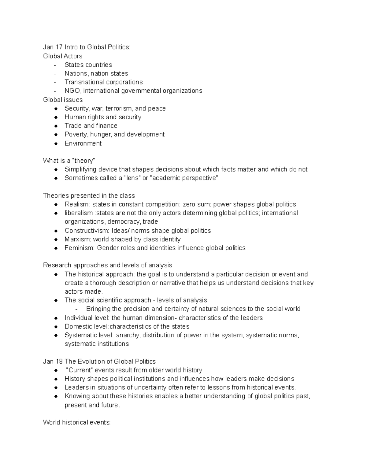 Political science 2023 - Jan 17 Intro to Global Politics: Global Actors ...