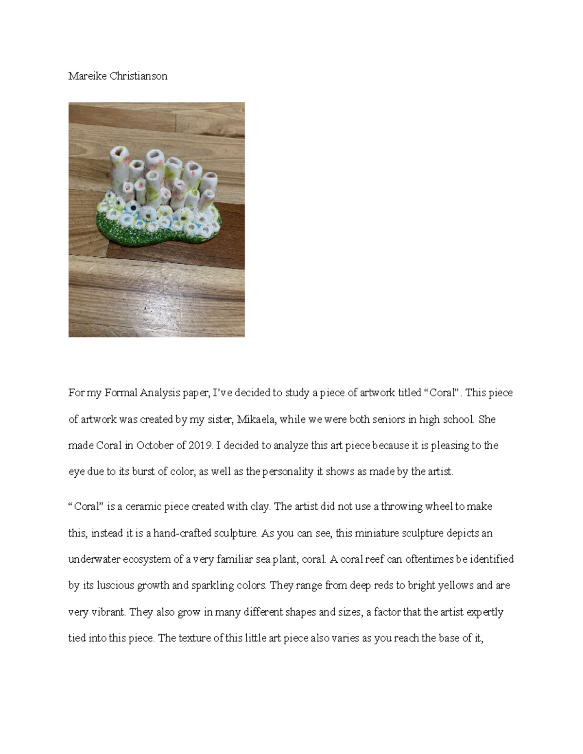 Formal Analysis - Art History - Mareike Christianson For my Formal ...