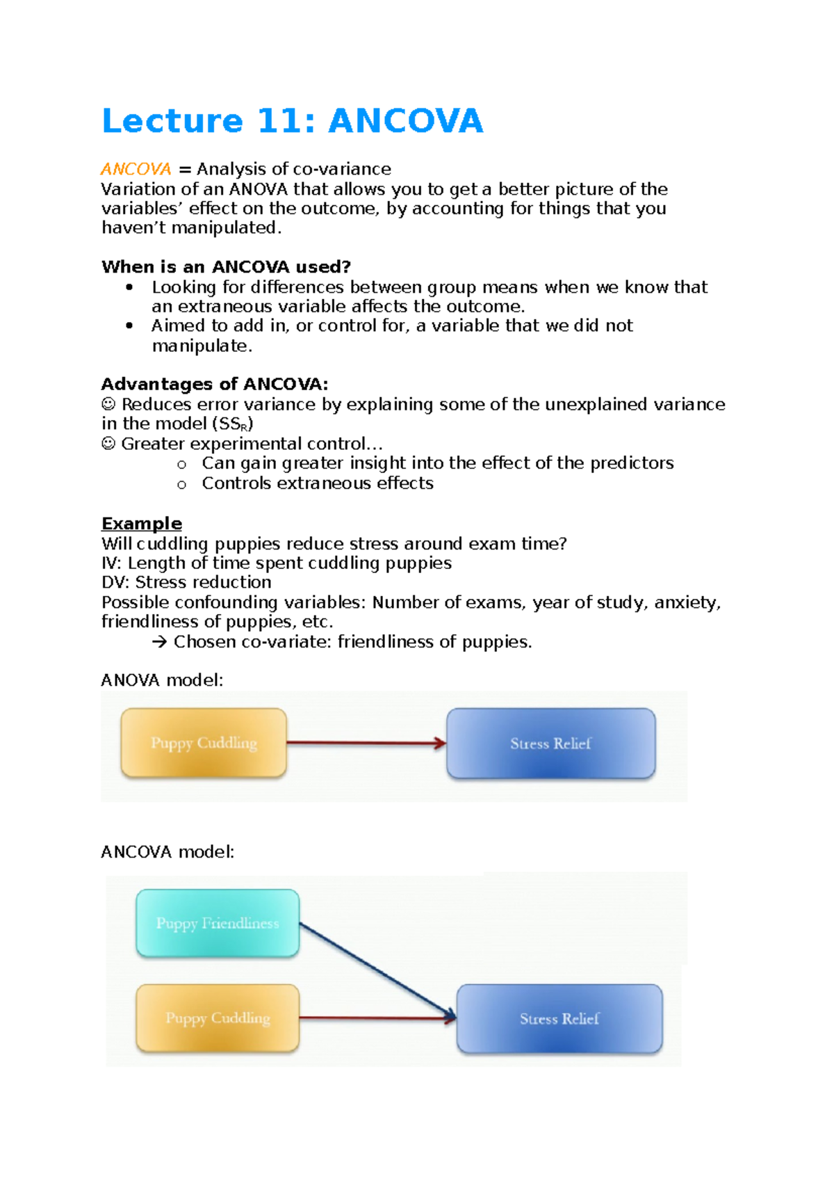 Lecture 11- Ancova - Module convenor: Andy Field - Lecture 11: ANCOVA ...