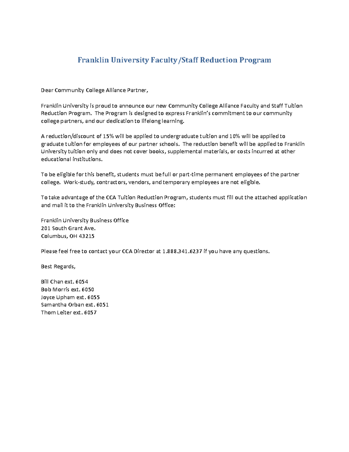 Franklinuniversitydiscount - Franklin University Faculty/Staff ...