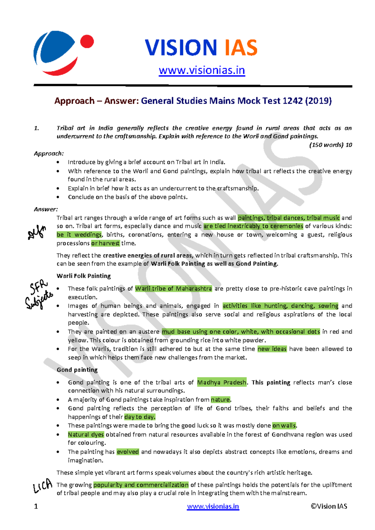 19 23 - 1 visionias ©Vision IAS VISION IAS visionias Approach – Answer: General Studies Mains ...