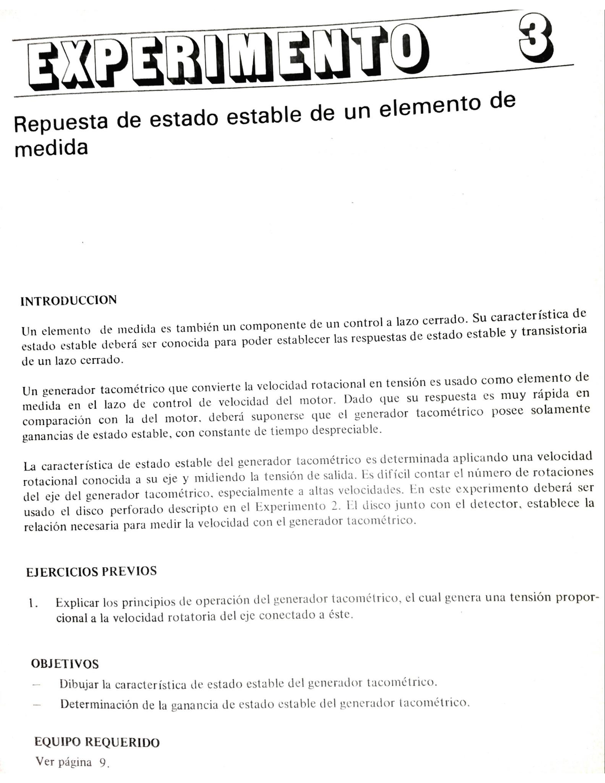 Experimento 3 - A NALISIS DE RESULTADOS ,. d estado estable acter1st1ca e 4 Graficar la car 3 1 ...