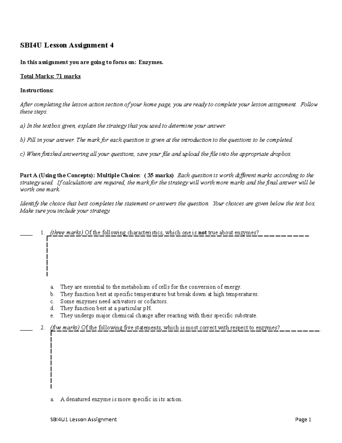 SBI4U Lesson Assignment 4 (docx) - SBI4U Lesson Assignment 4 In this assignment you are going to ...