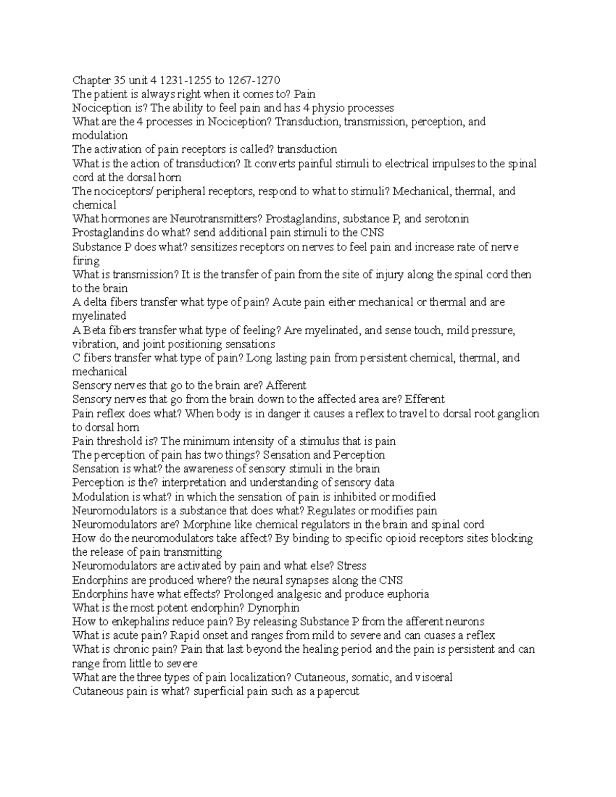 Chapter 35 unit 4 - Rn 31 sp - Chapter 35 unit 4 1231-1255 to 1267- The ...