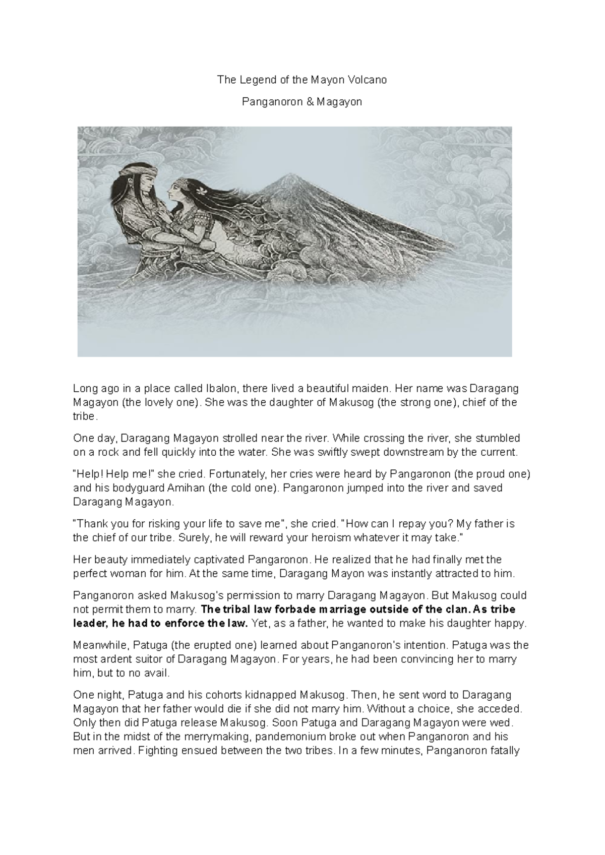 Region 5 The Legend of the Mayon Volcano - The Legend of the Mayon ...