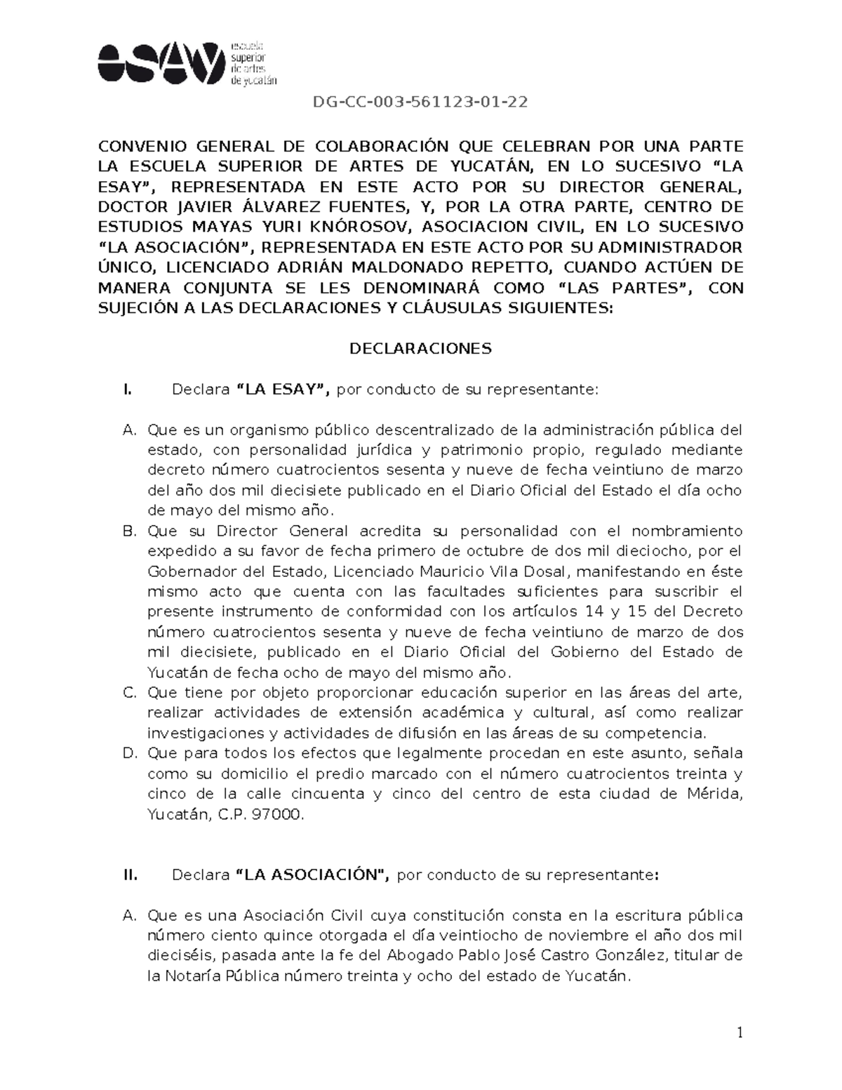 003.Proyecto DJ.Convenio - CONVENIO GENERAL DE COLABORACIÓN QUE CELEBRAN POR UNA PARTE LA ...