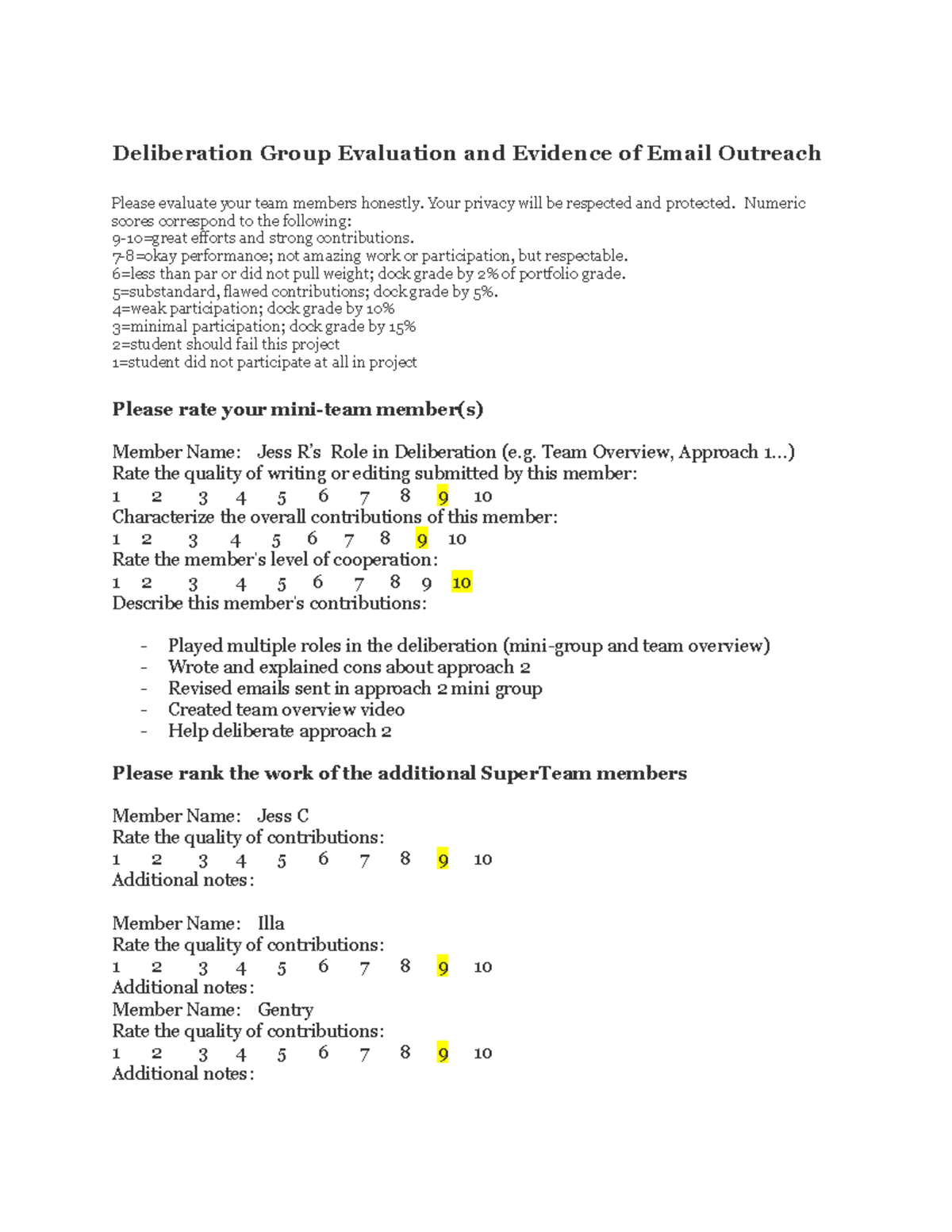 Deliberation Group Evaluation - Your privacy will be respected and ...