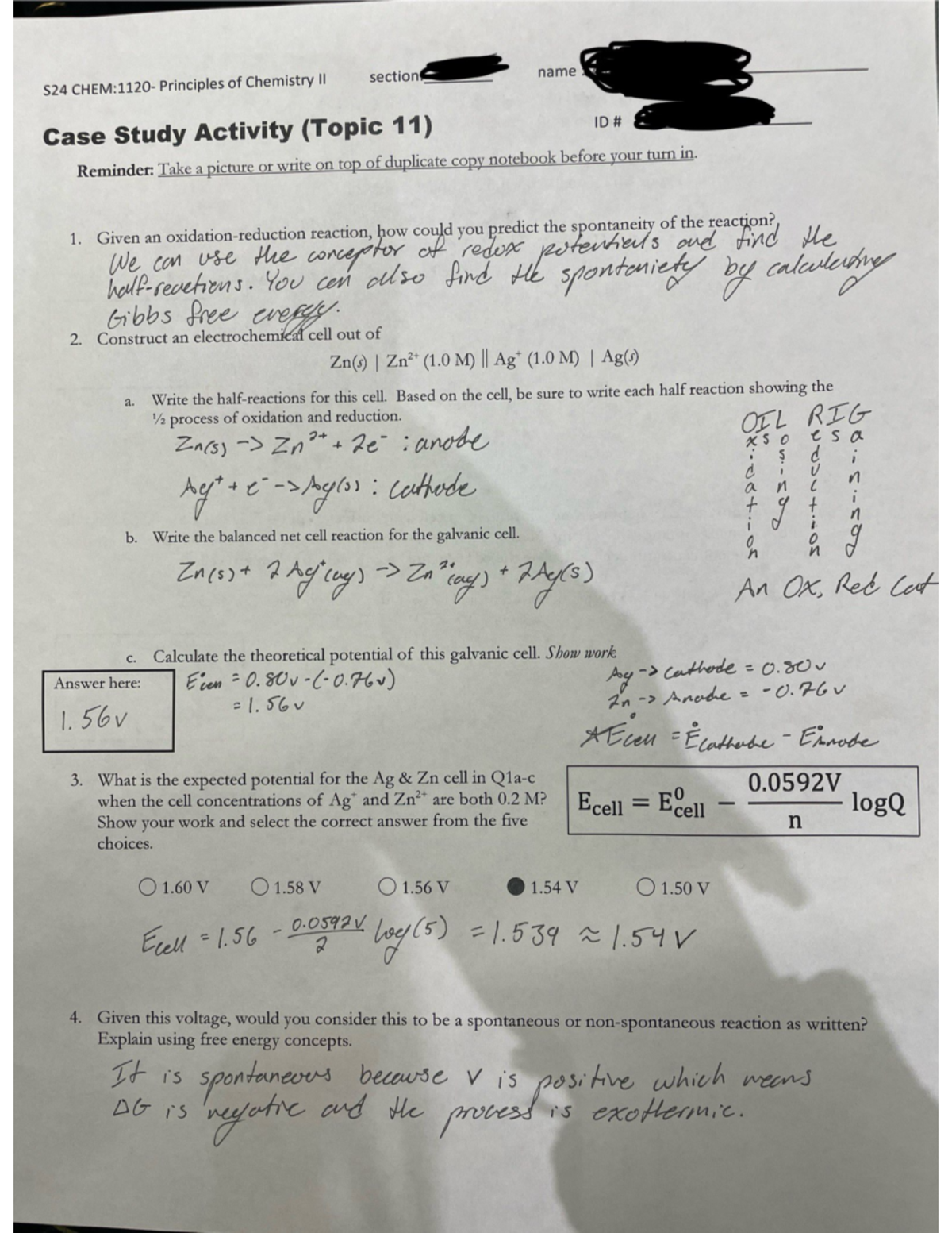 PChem 2: Case study 11 - CHEM1120000A - Studocu