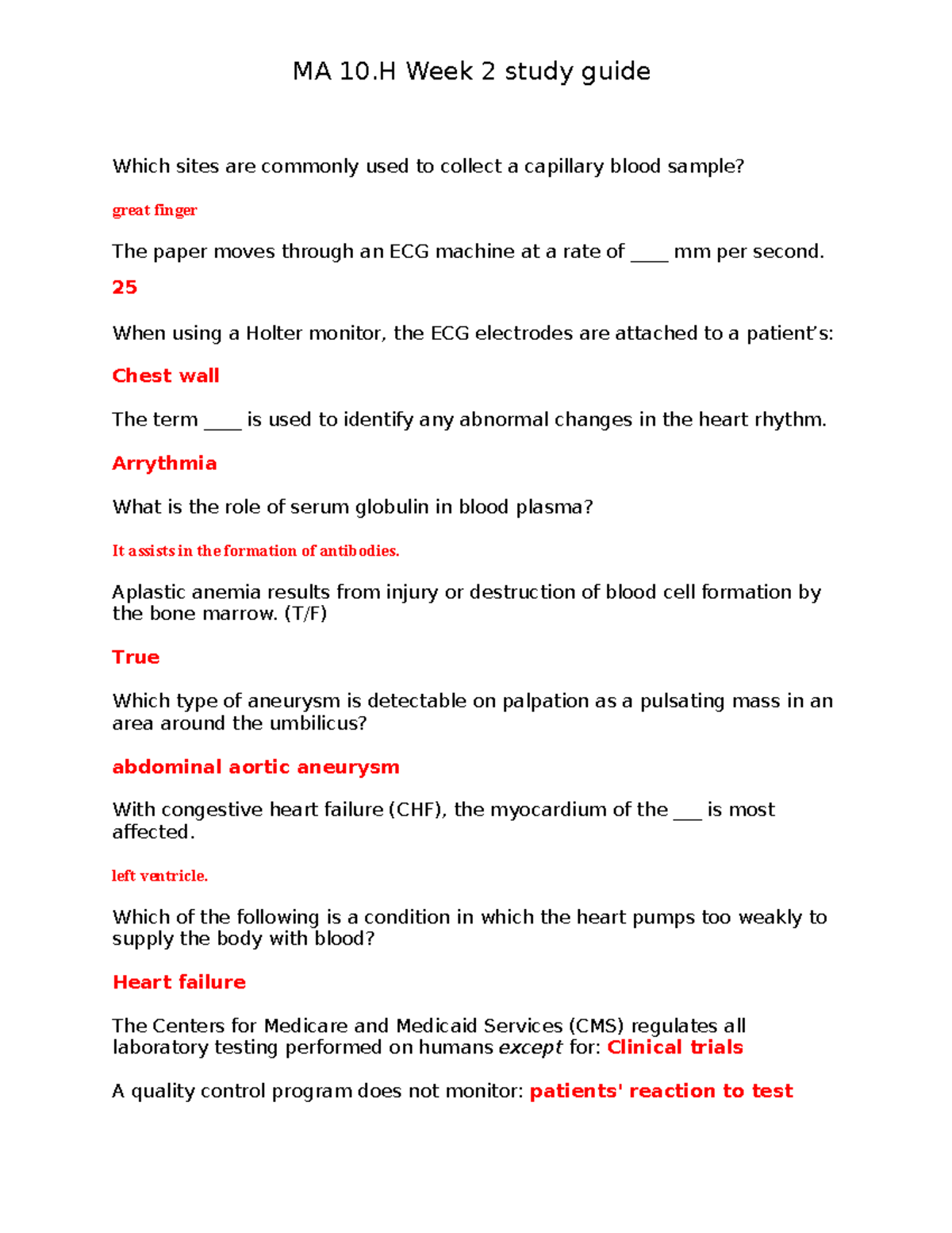 MA 10.H W2 Study Guide answer key - MA 10 Week 2 study guide Which ...