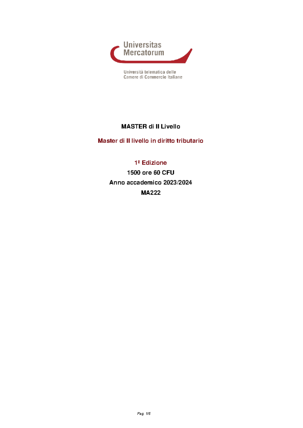 Scheda MA222 - MASTER di II Livello Master di II livello in diritto ...