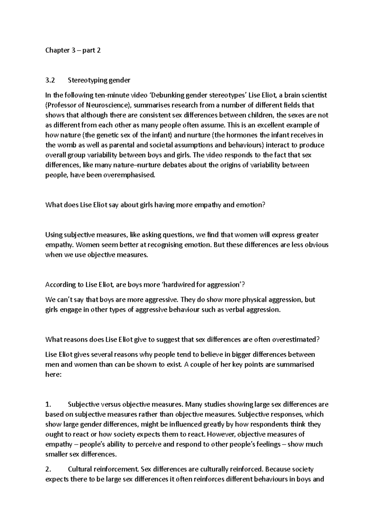 Chapter 3 - part 2 - Chapter 3 – part 2 3 Stereotyping gender In the ...