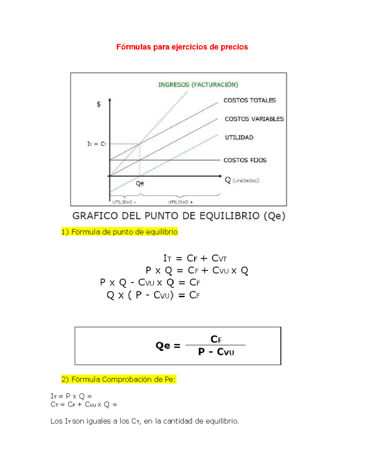 Fórmulas Precios - asssss - Marketing - Fórmulas para ejercicios de ...