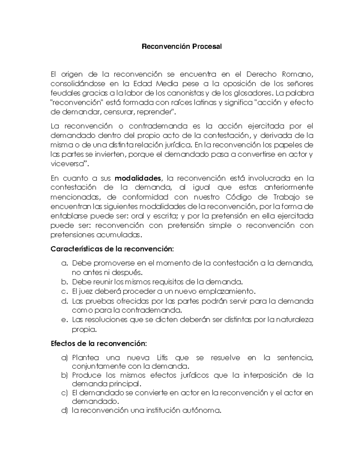 Resumen- 'Reconvención'-Grupo#3 - Reconvención Procesal El origen de la ...