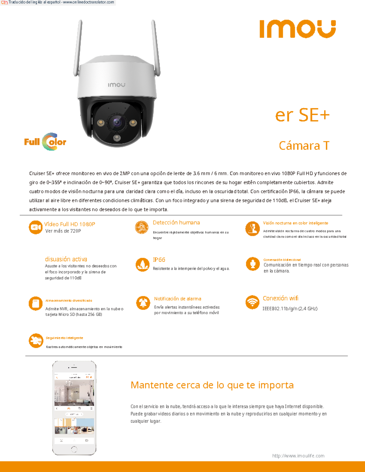 IMOU Cruiser SE+ 2MP Camara IP PT 2 Megapixeles Wifi Full Color ...