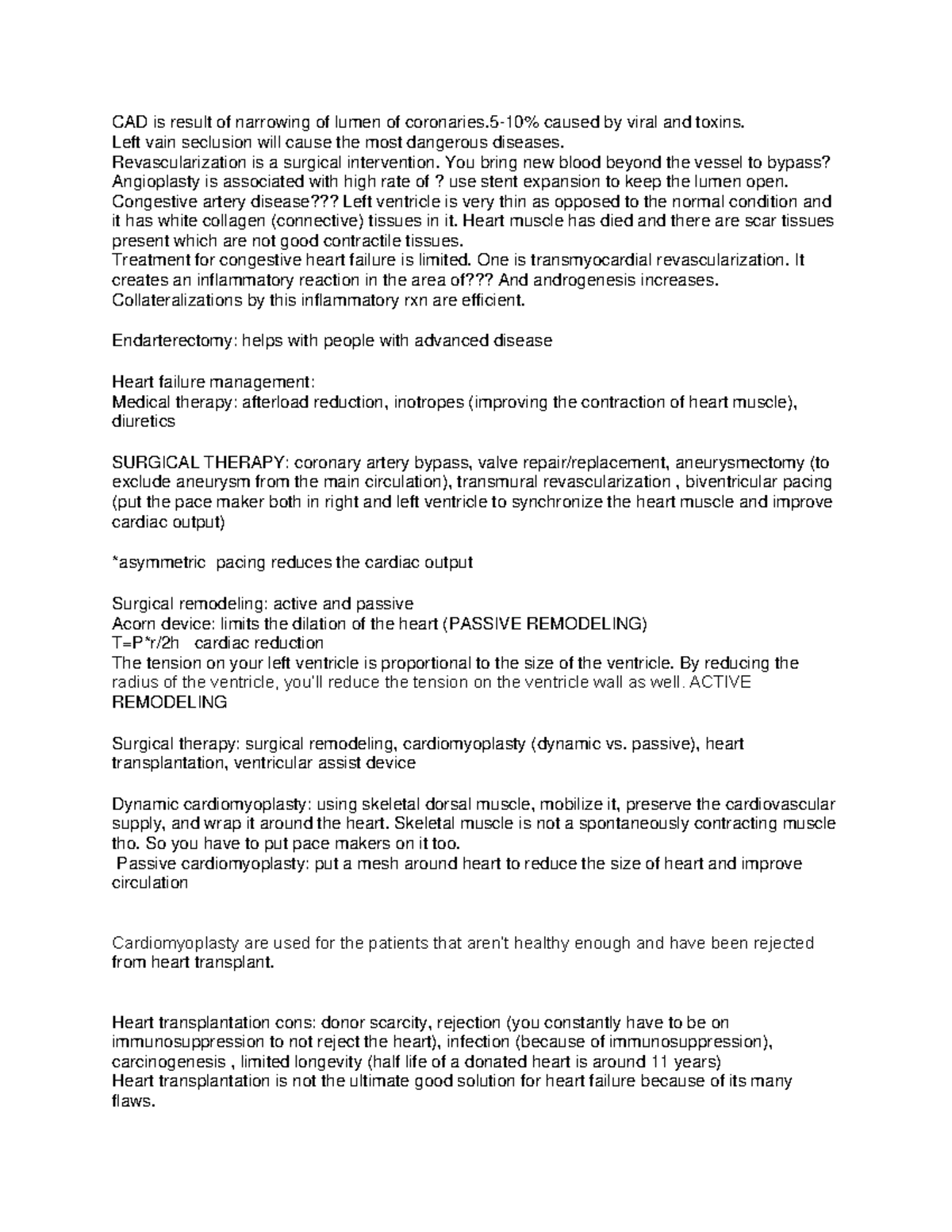 Exmd506 - lecture 2 notes - CAD is result of narrowing of lumen of ...