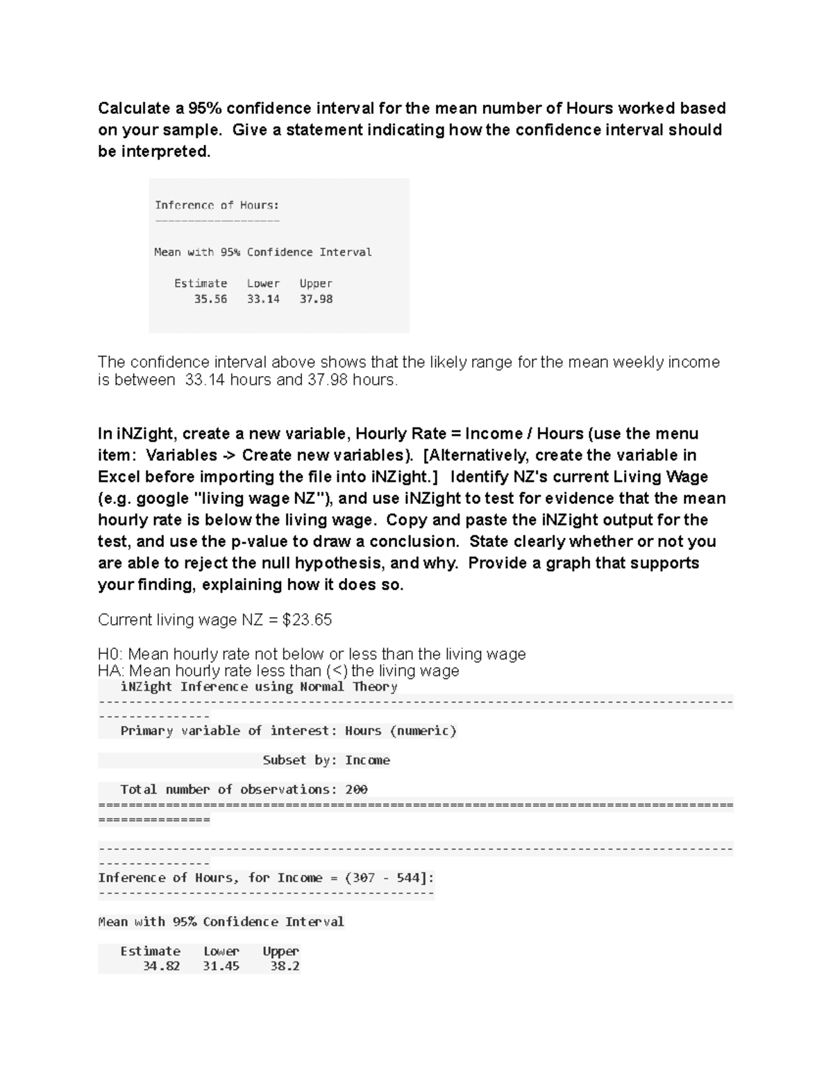 Quan 102 Assignment 4 - assignmnet 4 quan - Calculate a 95% confidence interval for the mean ...