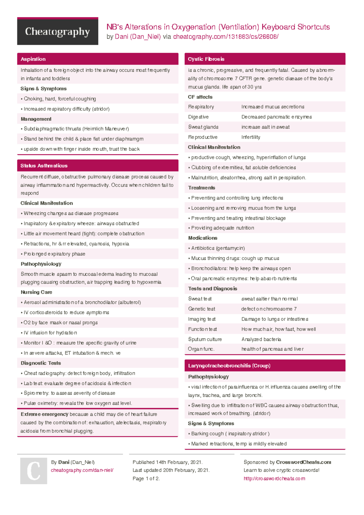Newborn complication sheet - NB's Alterations in Oxygenation ...