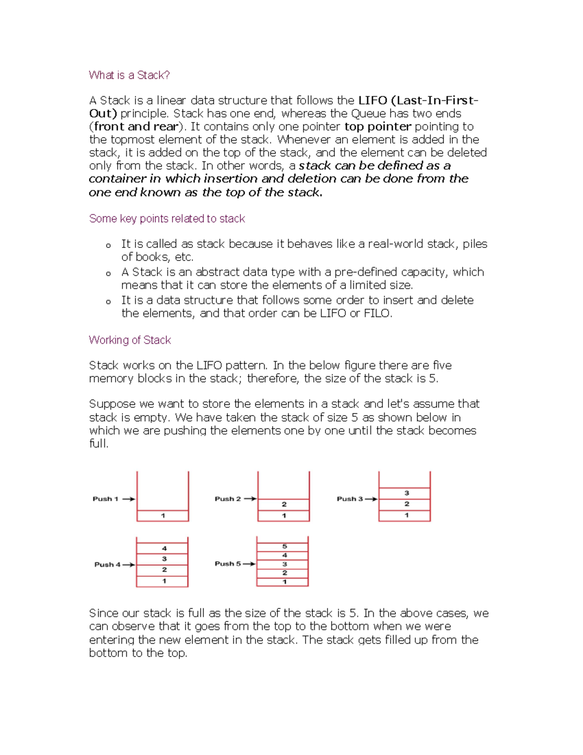 Ds2 - ds module2 - What is a Stack? A Stack is a linear data structure ...