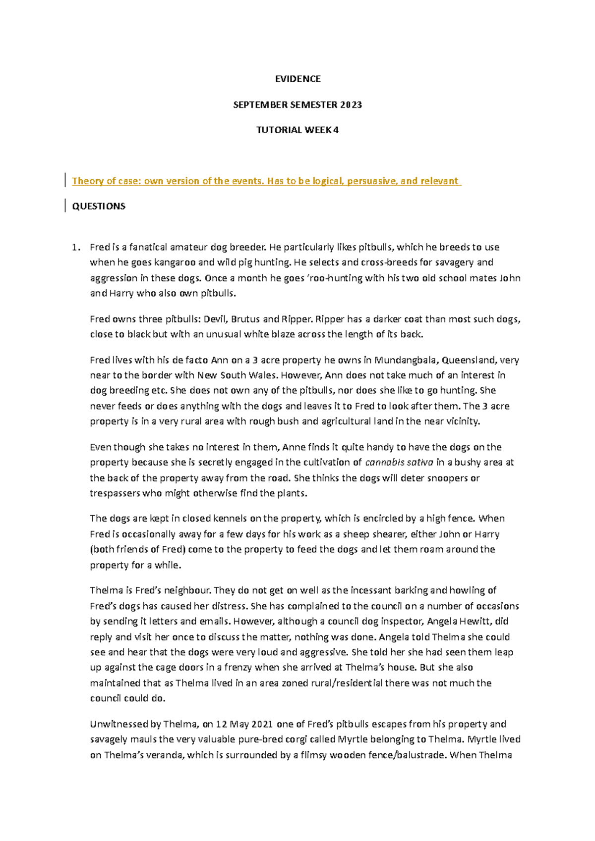 Evidence Tutorial WEEK 4 Final Nature OF Evidence - EVIDENCE SEPTEMBER ...