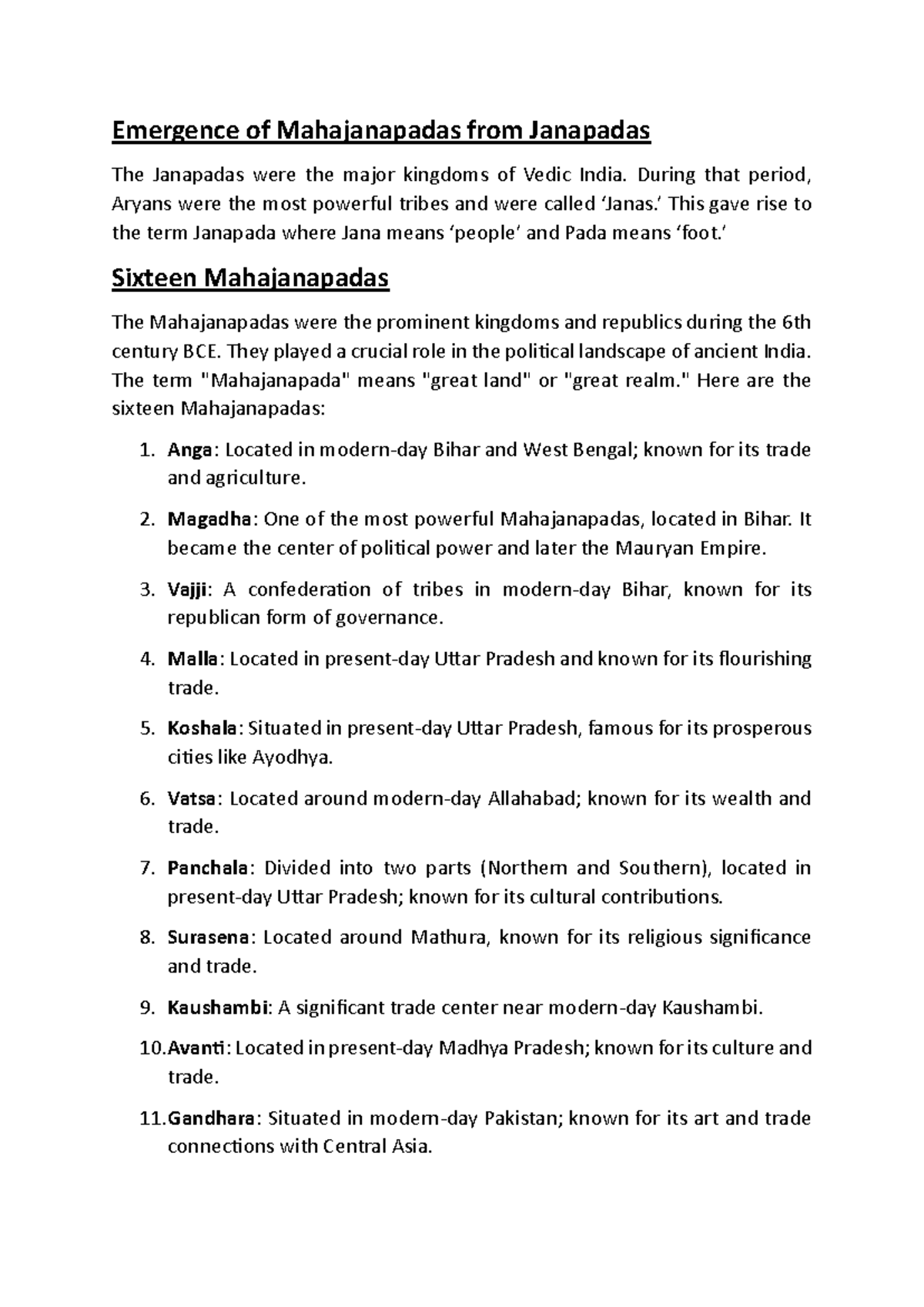 Emergence of Mahajanapadas from Janapadas- Module-2 - Emergence of ...